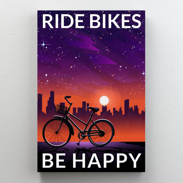 Trinx Procto Ride Bikes Be Happy - 1 Piece Rectangle Graphic Art Print ...