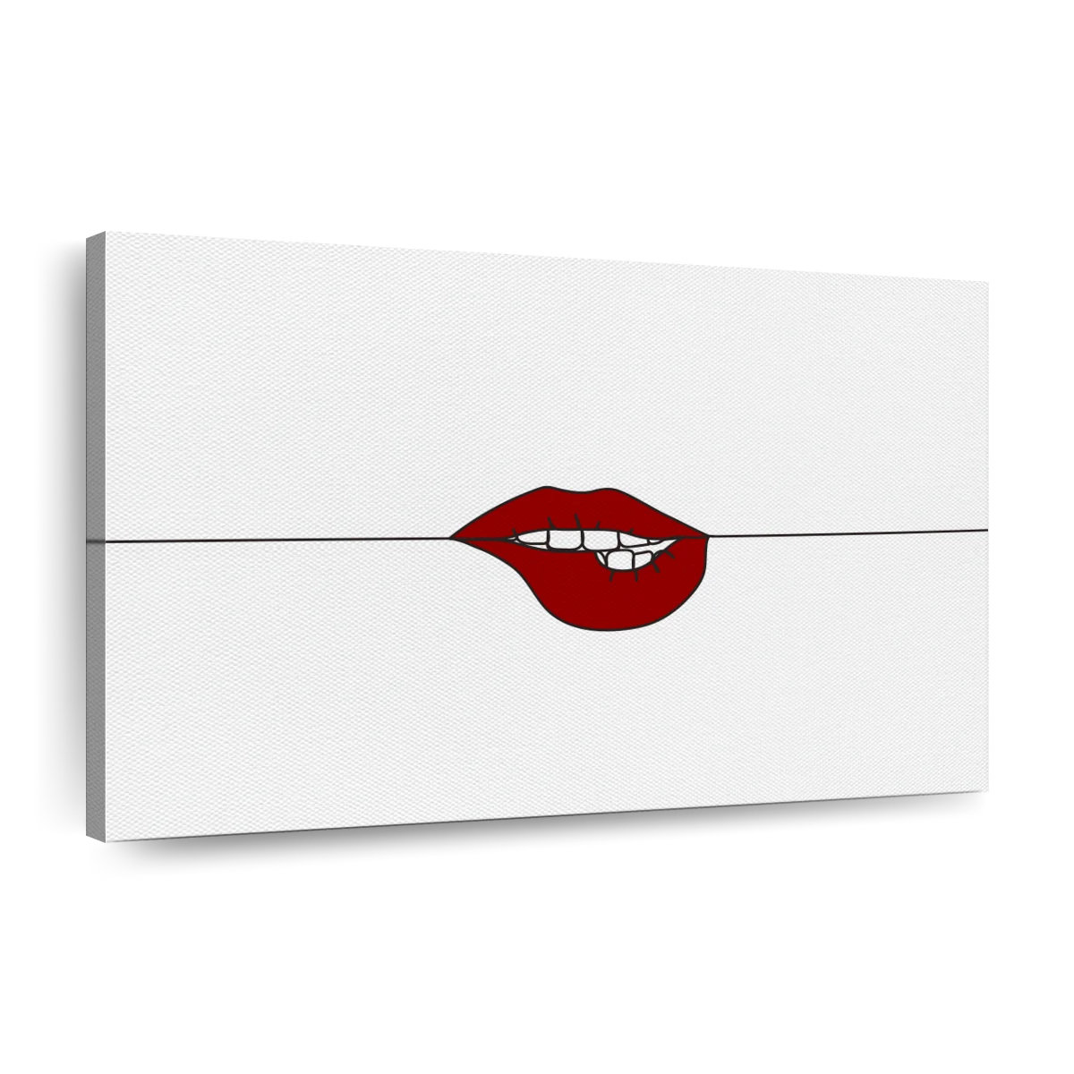 Mercer41 Bitten Red Lips - Wrapped Canvas Print | Wayfair