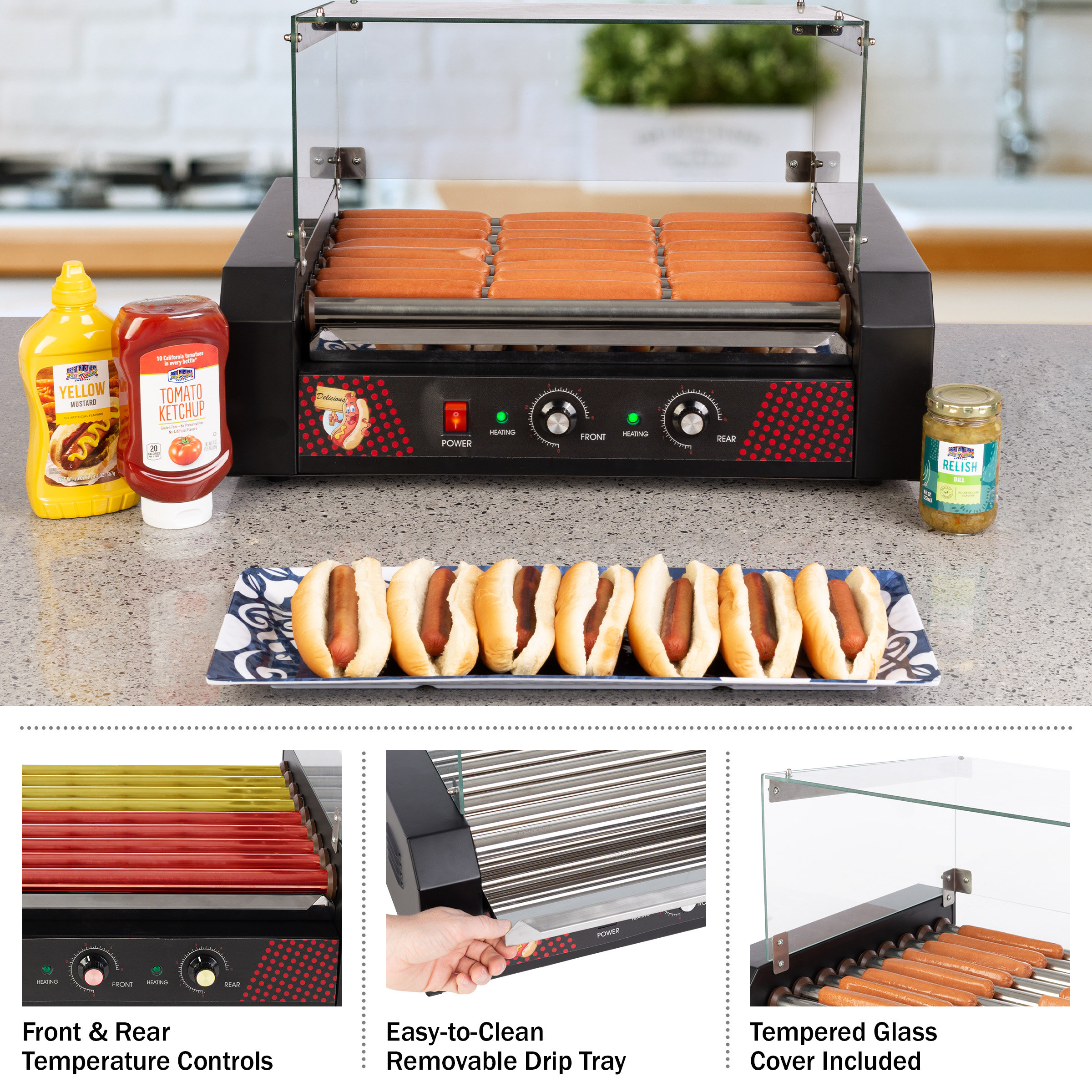 Great Northern Popcorn 100 V Hot Dog Grill Roller and Bun Warmer ...