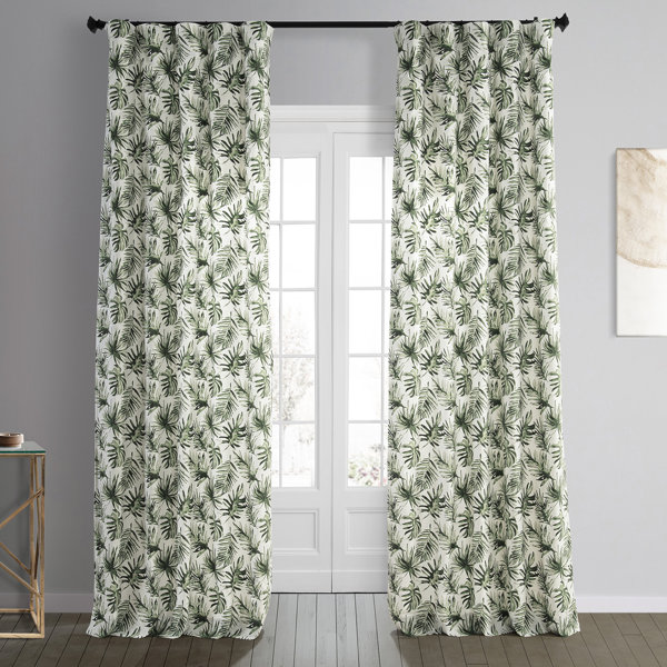 Bayou Breeze Gingras Coastal Leaf Cascade Printed Cotton Room Darkening ...