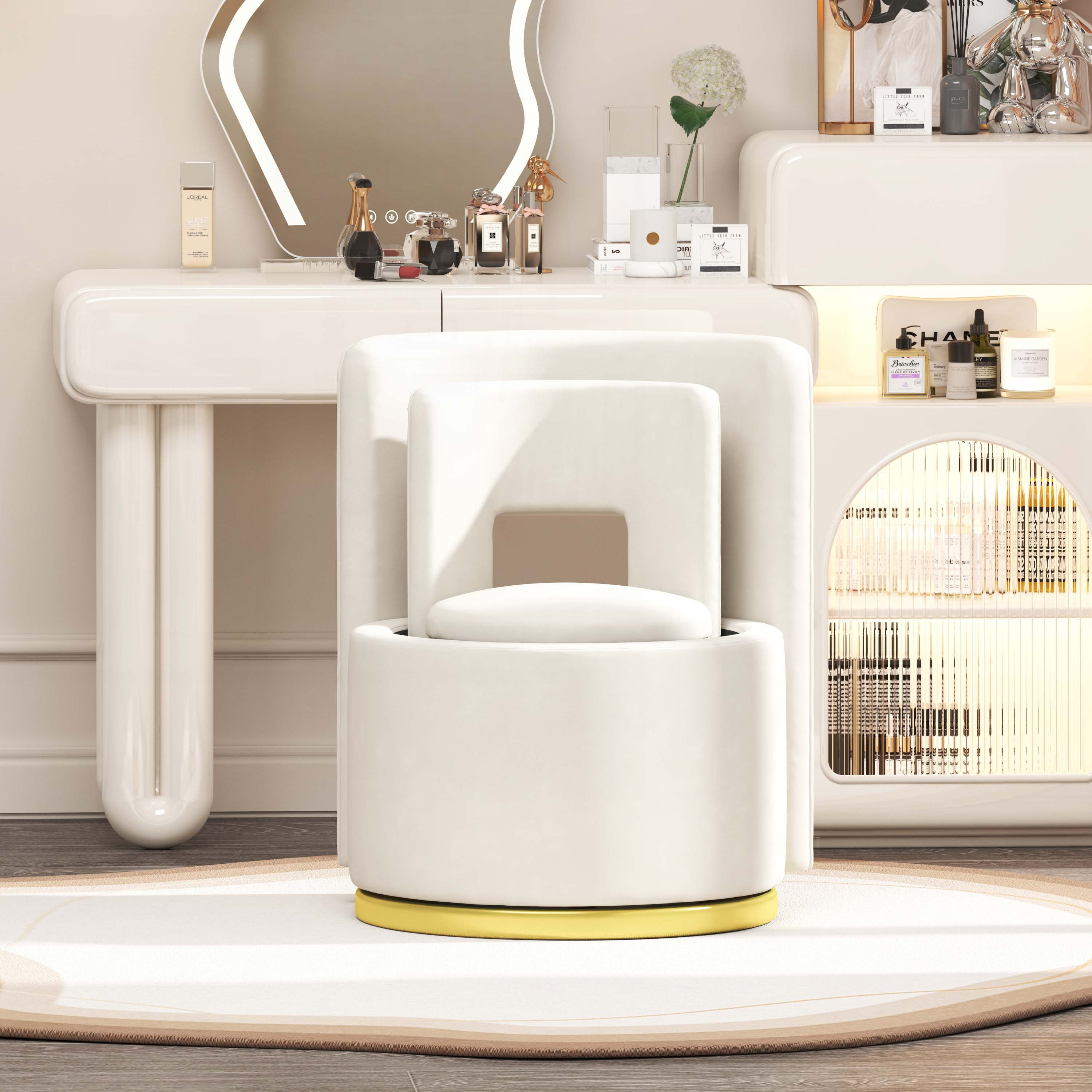 Mercer41 360° Round Swivel Chair with Storage under Seat - Wayfair Canada