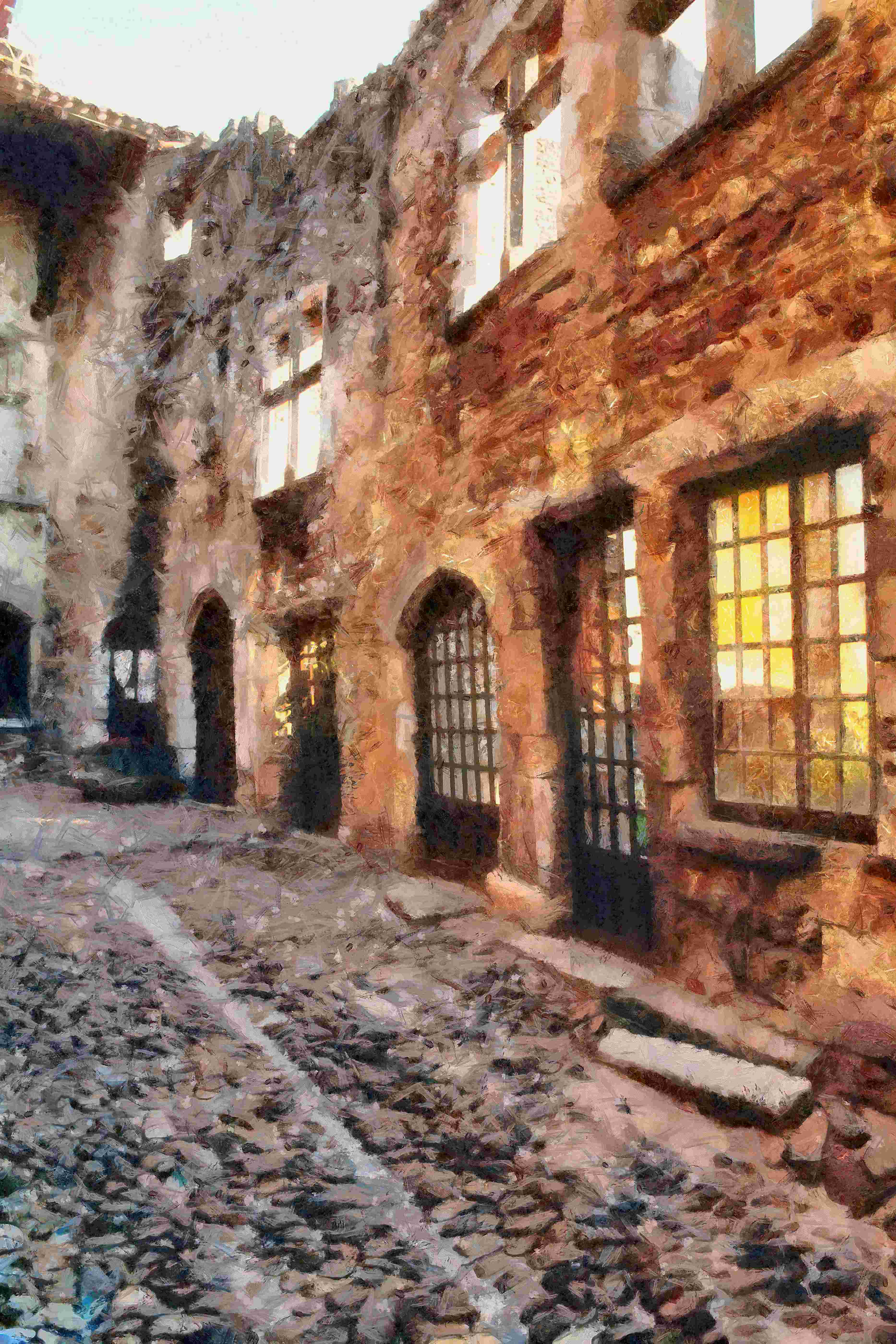 Red Barrel Studio® Painted Cobblestone Street On Canvas Painting | Wayfair