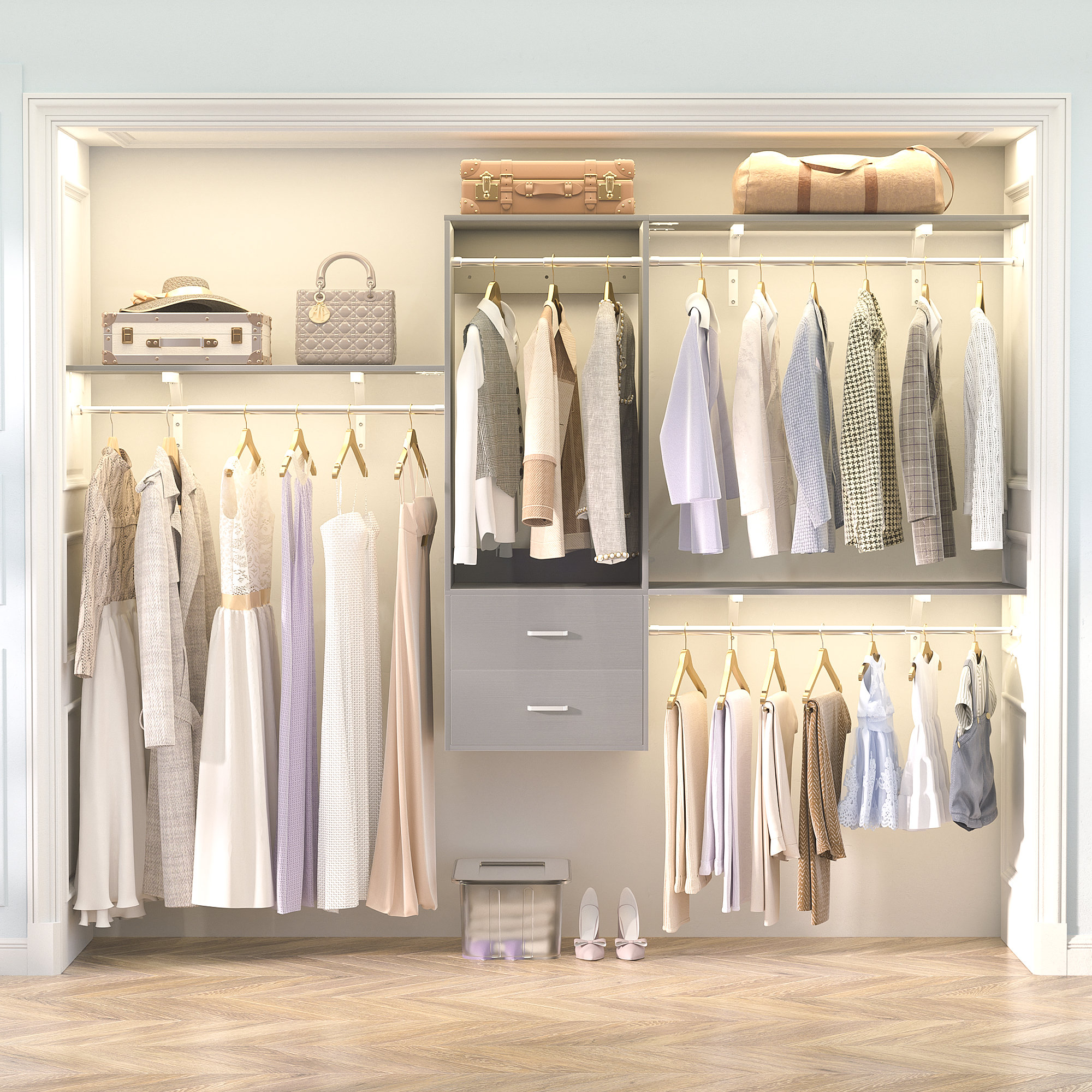 Aheaplus Closet System With 2-Drawers, Laundry Room Organizer | Wayfair