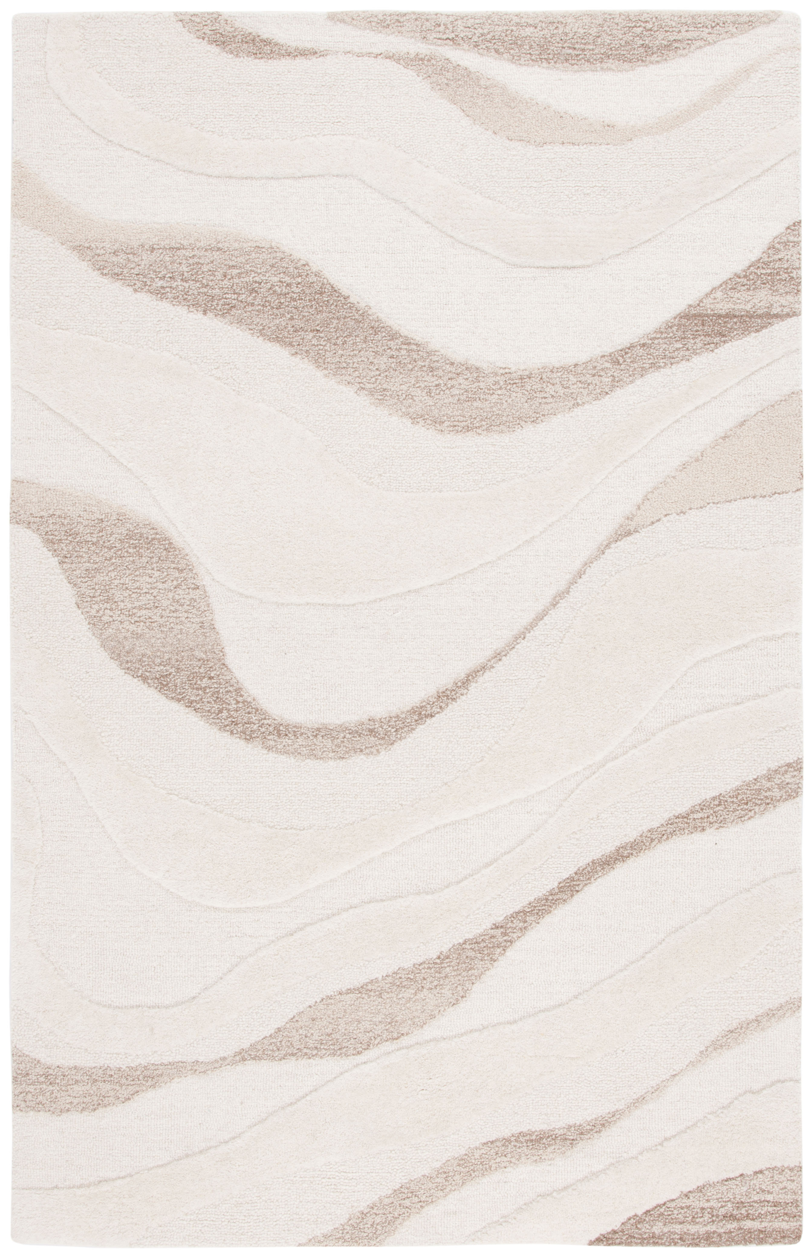 Ivy Bronx Jarran Abstract Hand Tufted Wool/Cotton Area Rug in Ivory ...