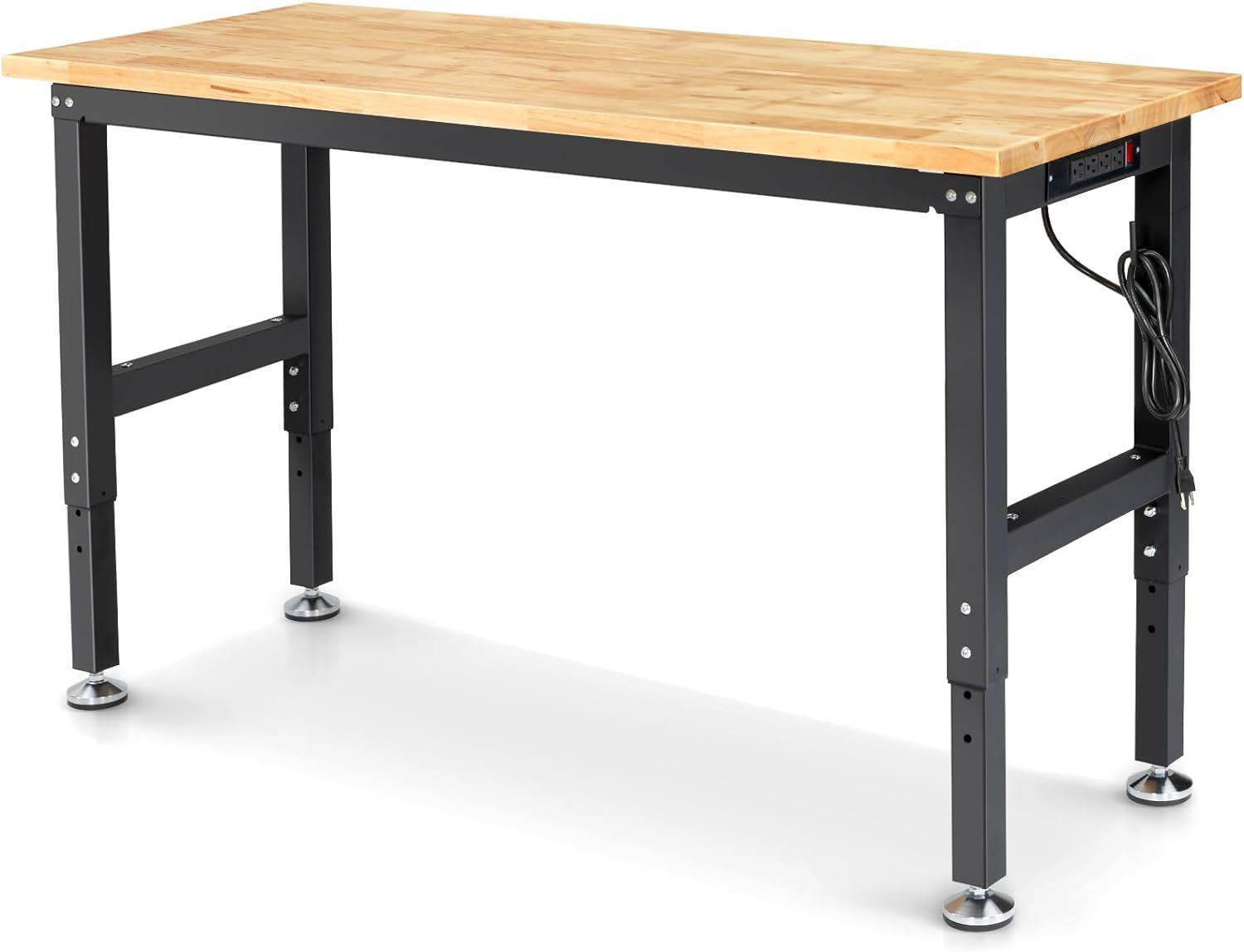 17 Stories Farreli Solid Wood Top Height-Adjustable Workbench with ...