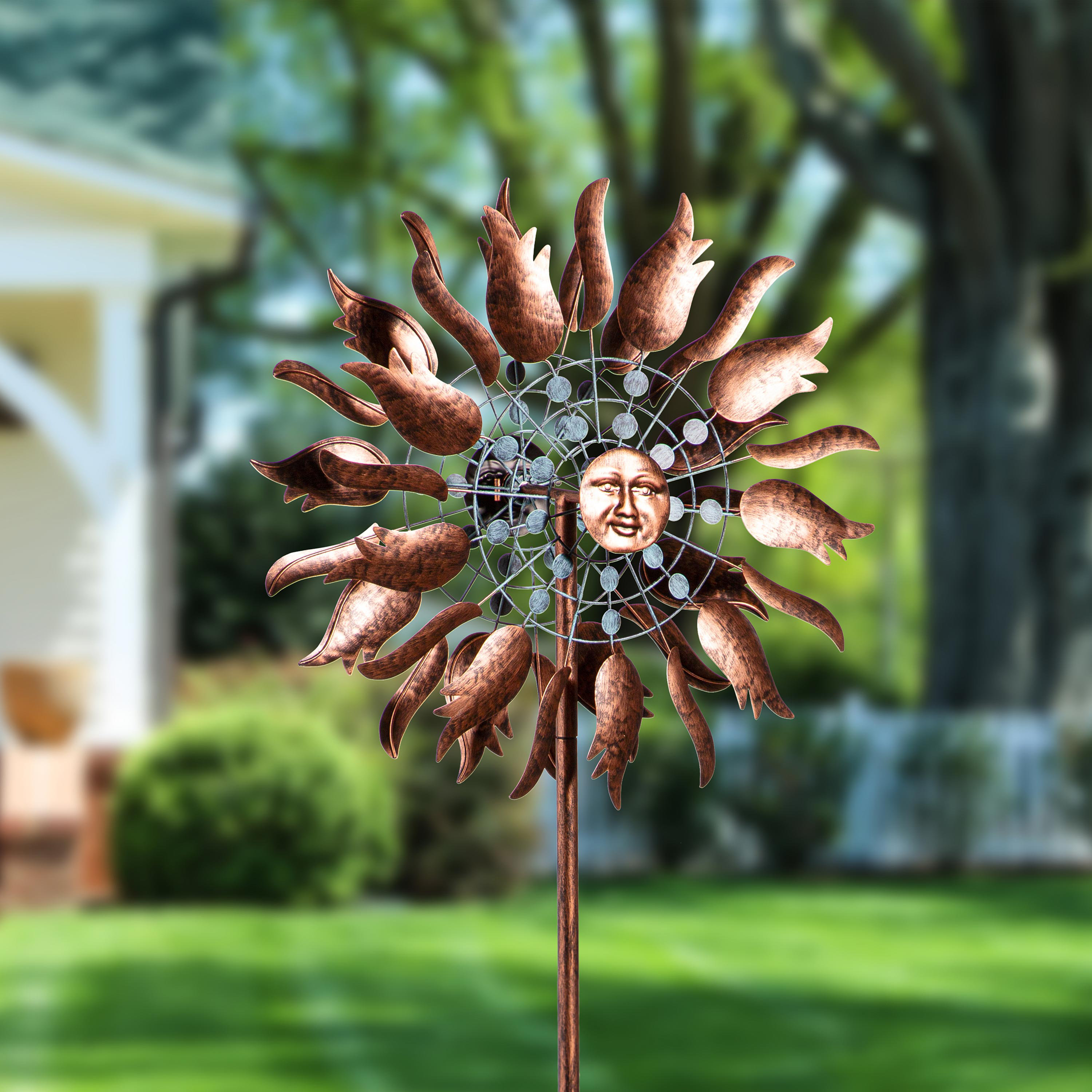 Dakota Fields Metal Wind Spinner, Copper Sun, 75"H | Wayfair