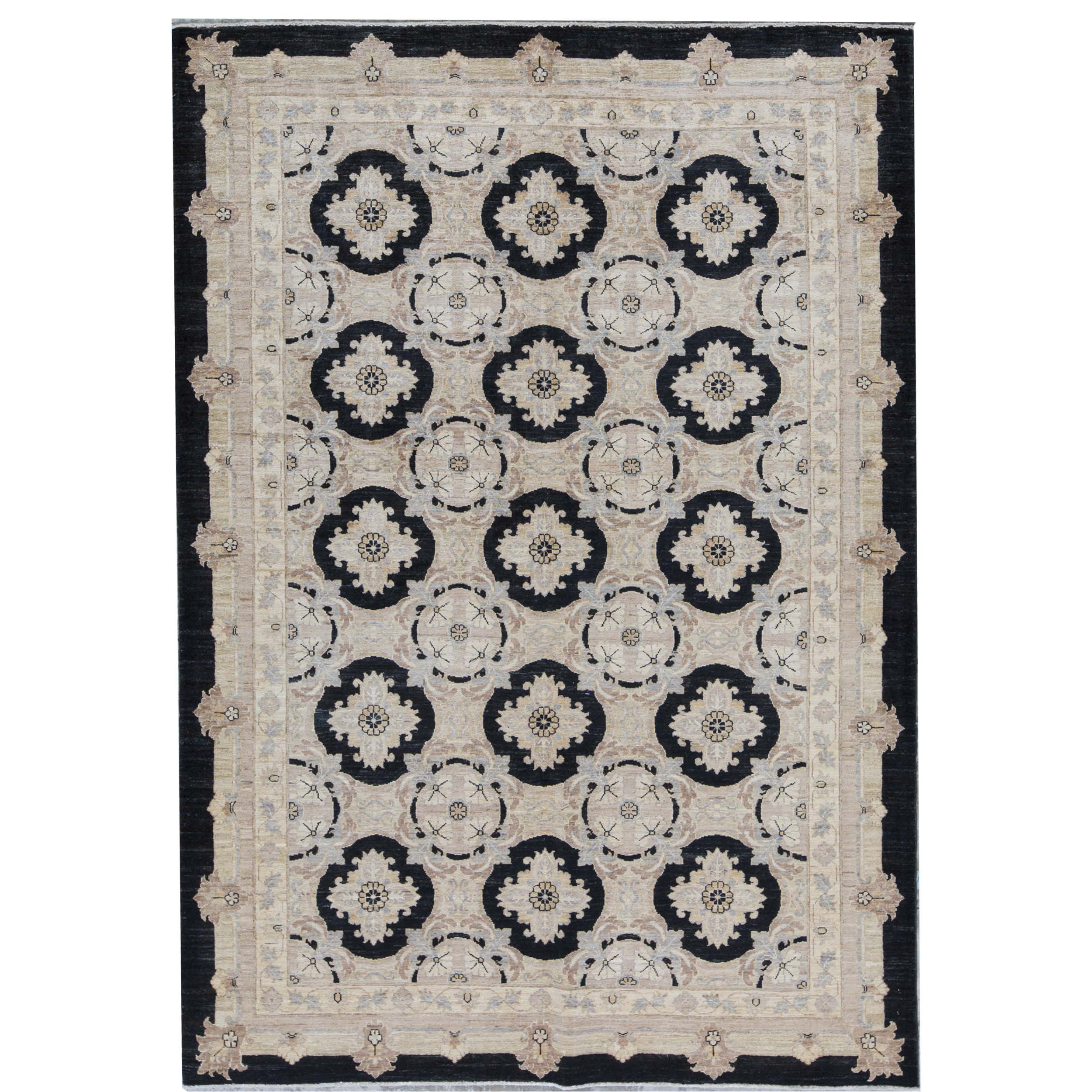 Bokara Rug Co., Inc. Hand-Knotted High-Quality Black and Beige Area Rug ...