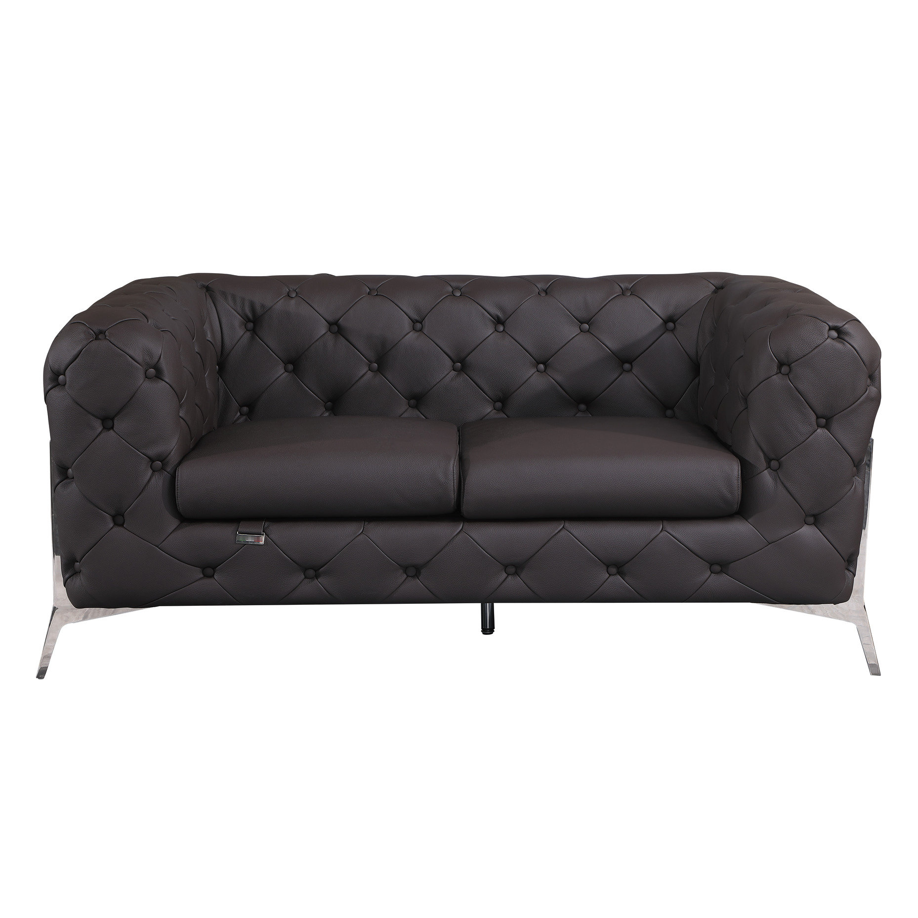 Hokku Designs Stainless Steel Legged Couch With Leather And High Foam ...