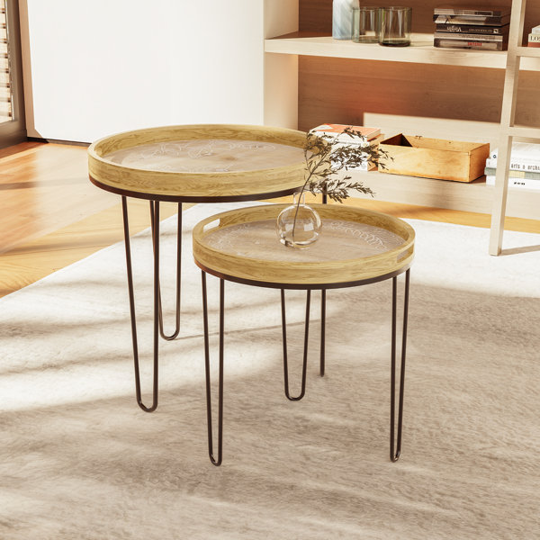 Union Rustic Chayna 22'' Tall Farmhouse Nesting Table with Pattern of ...