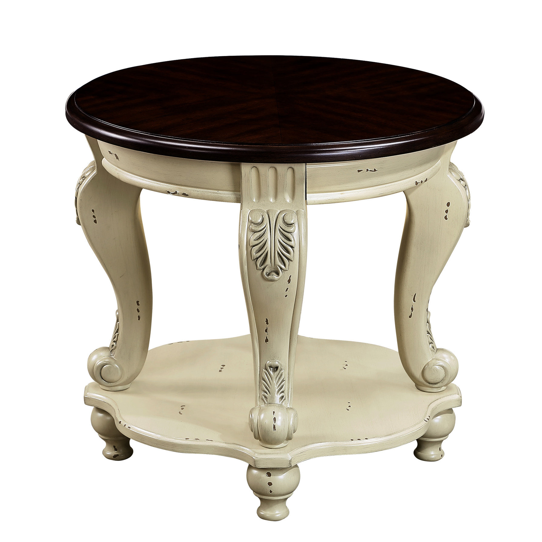 One Allium Way® 22" Two Tone Round Furniture Table For Living Room ...