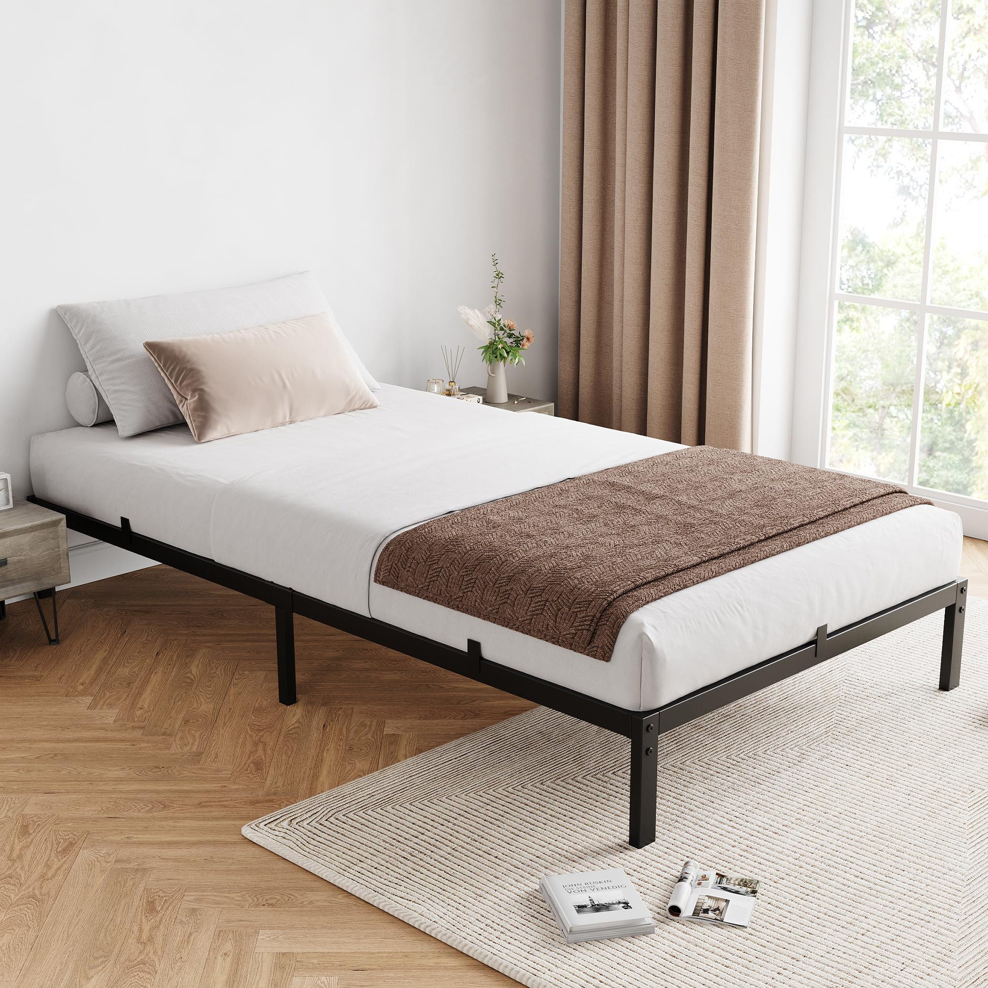 Wrought Studio™ Queen Bed Frame, 10 Inch Heavy Duty Metal Queen Size ...