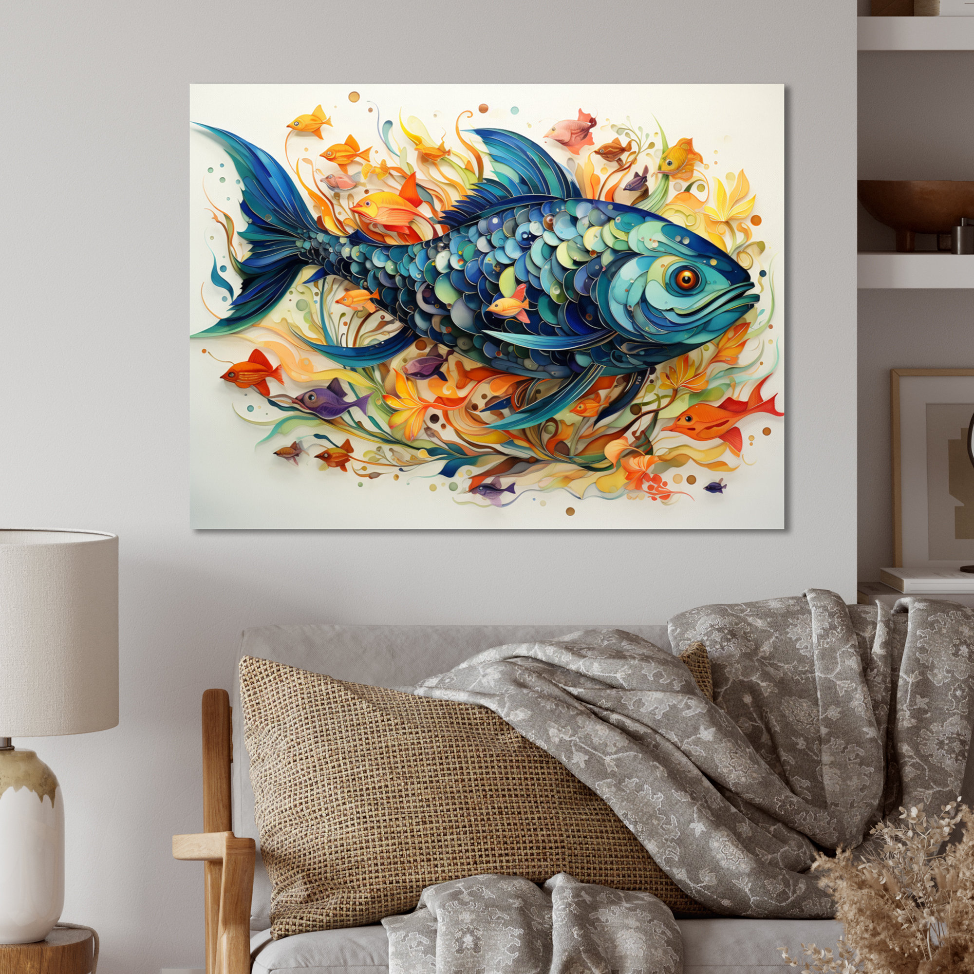 Highland Dunes Fishing Whale Of Colors III - Animals Print on Metal ...