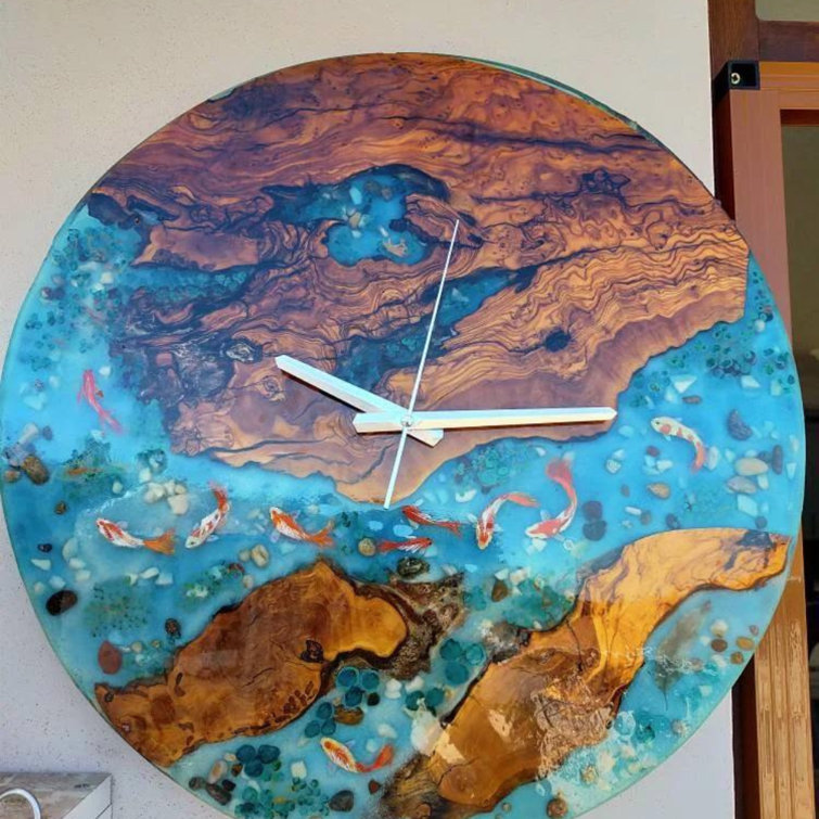 Resinwoodliving Wood Wall Clock Resin, Wood, Epoxy Wall Clock | Wayfair