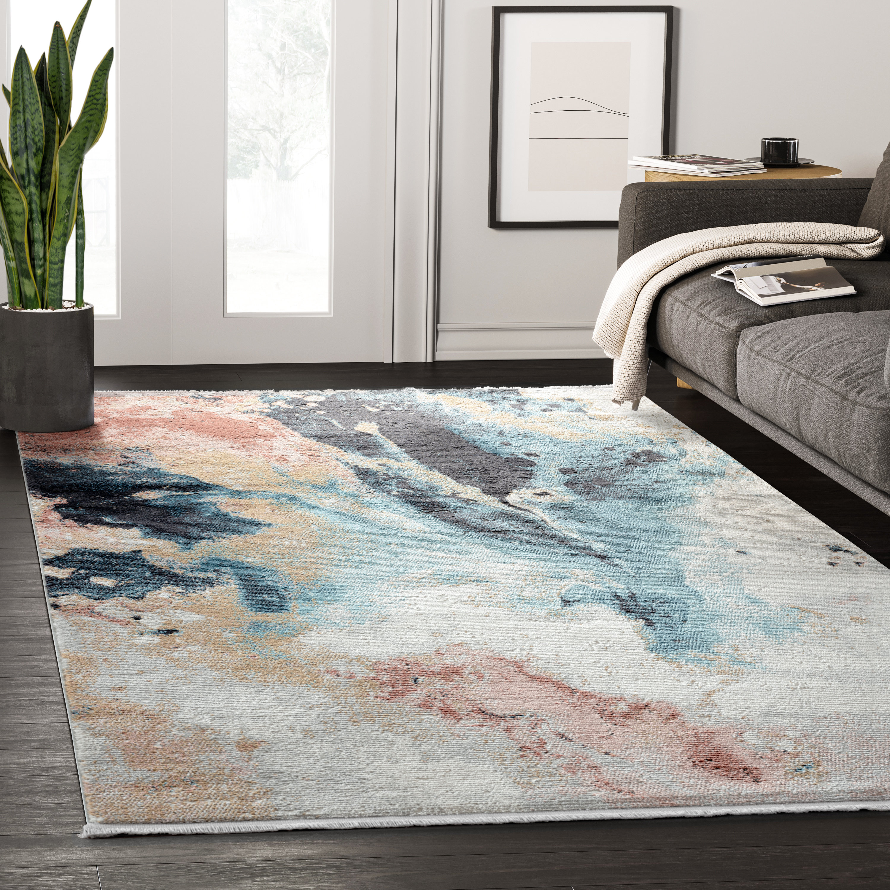 Ebern Designs Almeera Abstract Blue/Beige Area Rug & Reviews - Wayfair ...