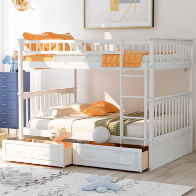 Harriet Bee Hadlie Twin over Twin Solid Wood Standard Bunk Bed with ...