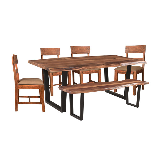 Loon Peak® Finneytown Solid Wood Top Metal Base Dining Table | Wayfair
