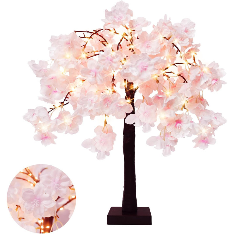 Winston Porter 24" Lighted Cherry Blossom Tree With 24 Fairy Lights ...