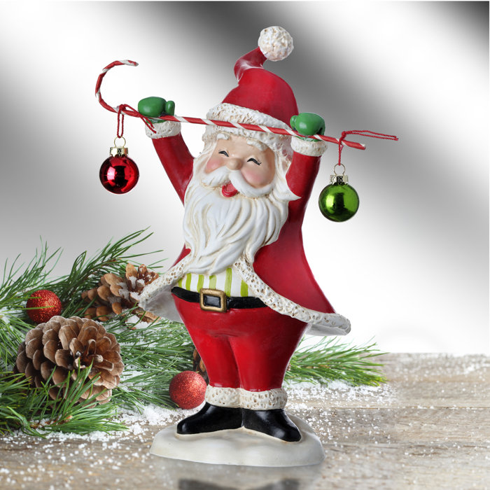 Regency International Santa Holding Candy Cane with Balls Figurine ...
