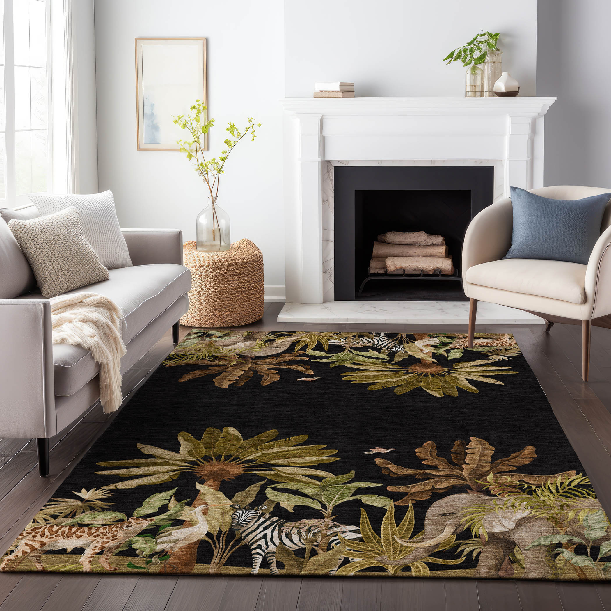 Wade Logan® Premium Machine Washable Cerrito AMF203 Midnight Rug | Wayfair