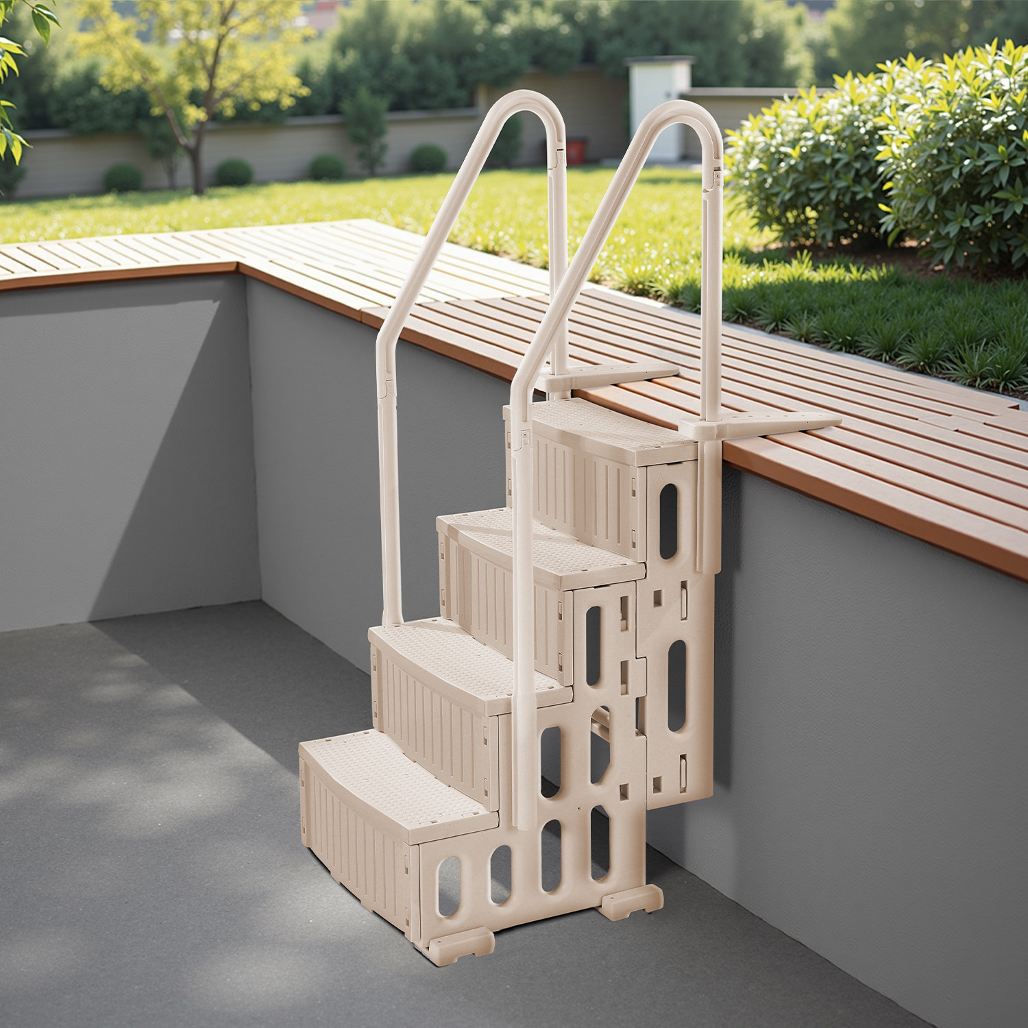 Stellweilan Tessberg 4-Step Pool Ladder of Double Handrails Supports ...
