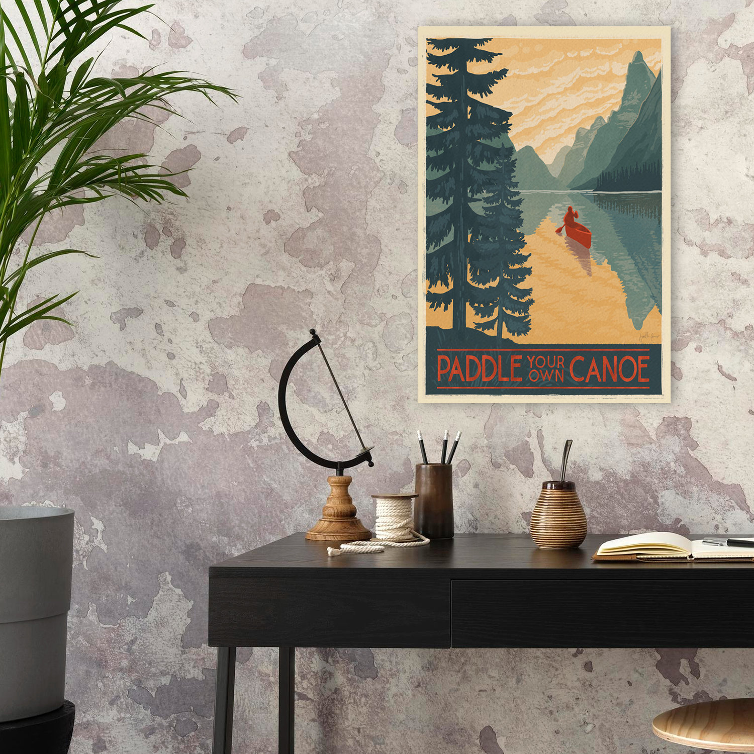 Union Rustic Born To Roam V - Adventure Blue Canoeing Canoes Art ...
