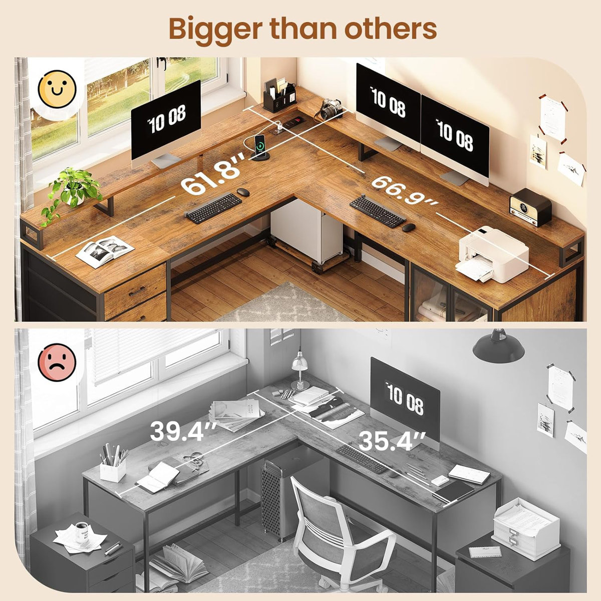 Inbox Zero Hansbury Reversible Desk with Built in Outlets & Reviews ...