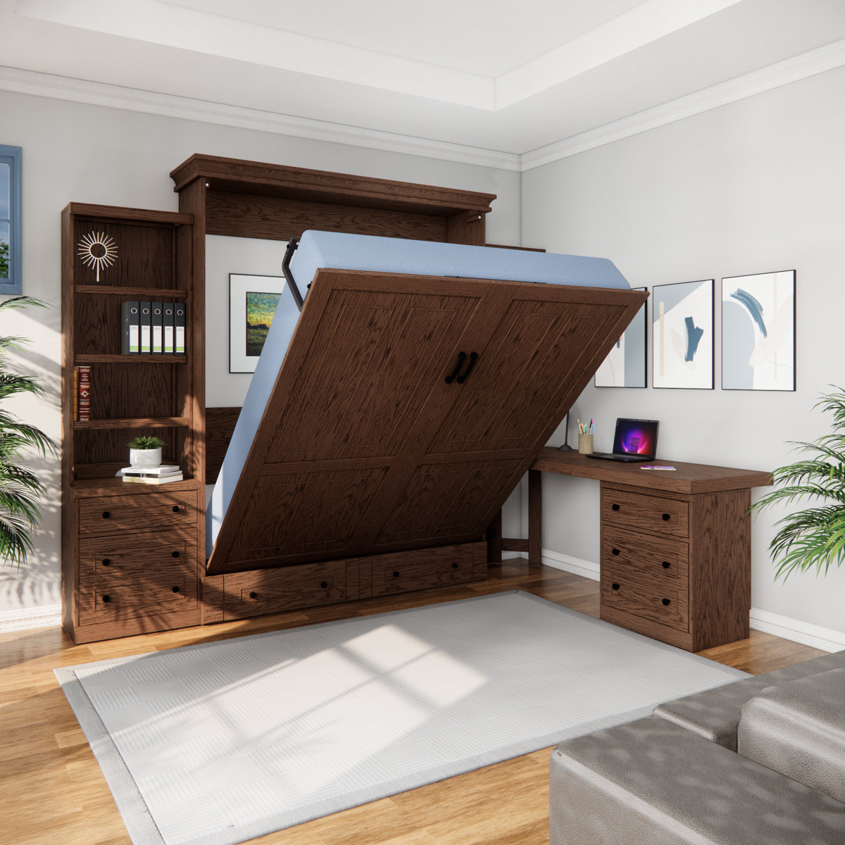 Rosalind Wheeler Henderson Queen Office Murphy Wall Bed - 2 Piers ...