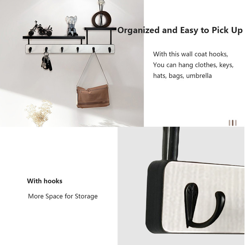 Rebrilliant Eirc Solid Wood 6 - Hook Wall Mounted Coat Rack with ...