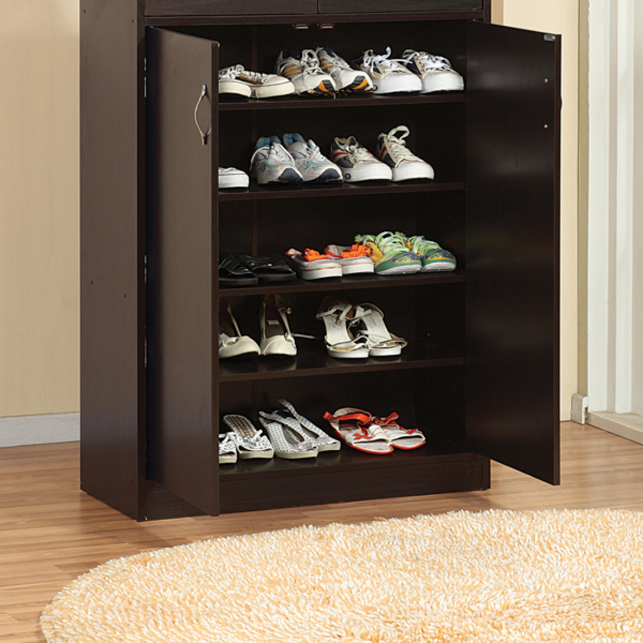 Latitude Run® Shoe Storage Cabinet Home Shoe Organizer Five Shelves Two ...