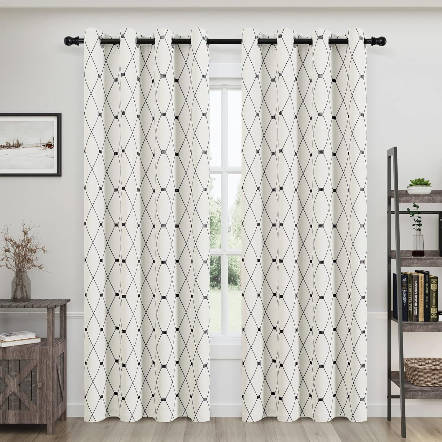 Corrigan Studio® Cream-Colored Linen Texture Curtains, 84 Inches Long ...