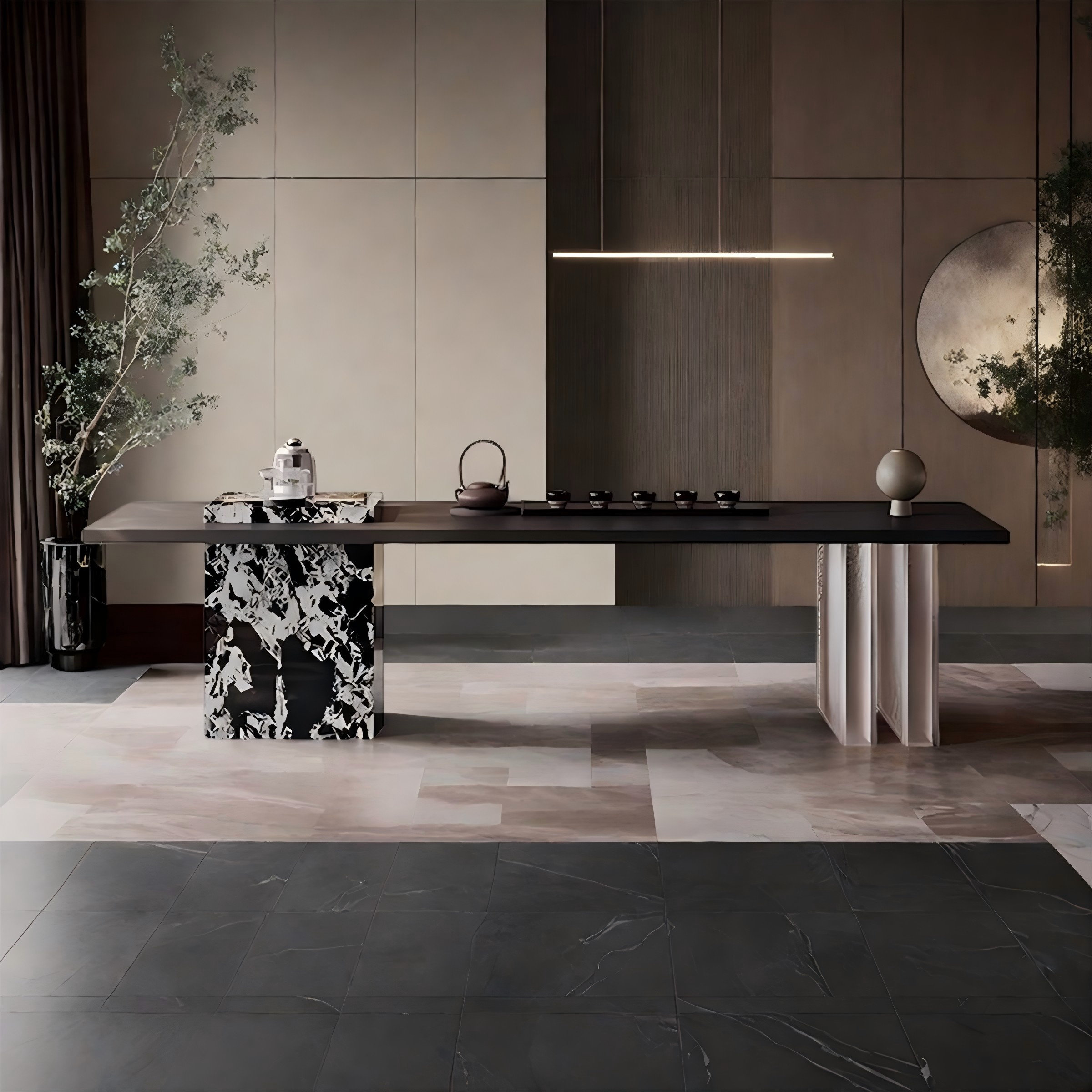 Brass Foam Modern Minimalist Black Tea Table Desk | Wayfair