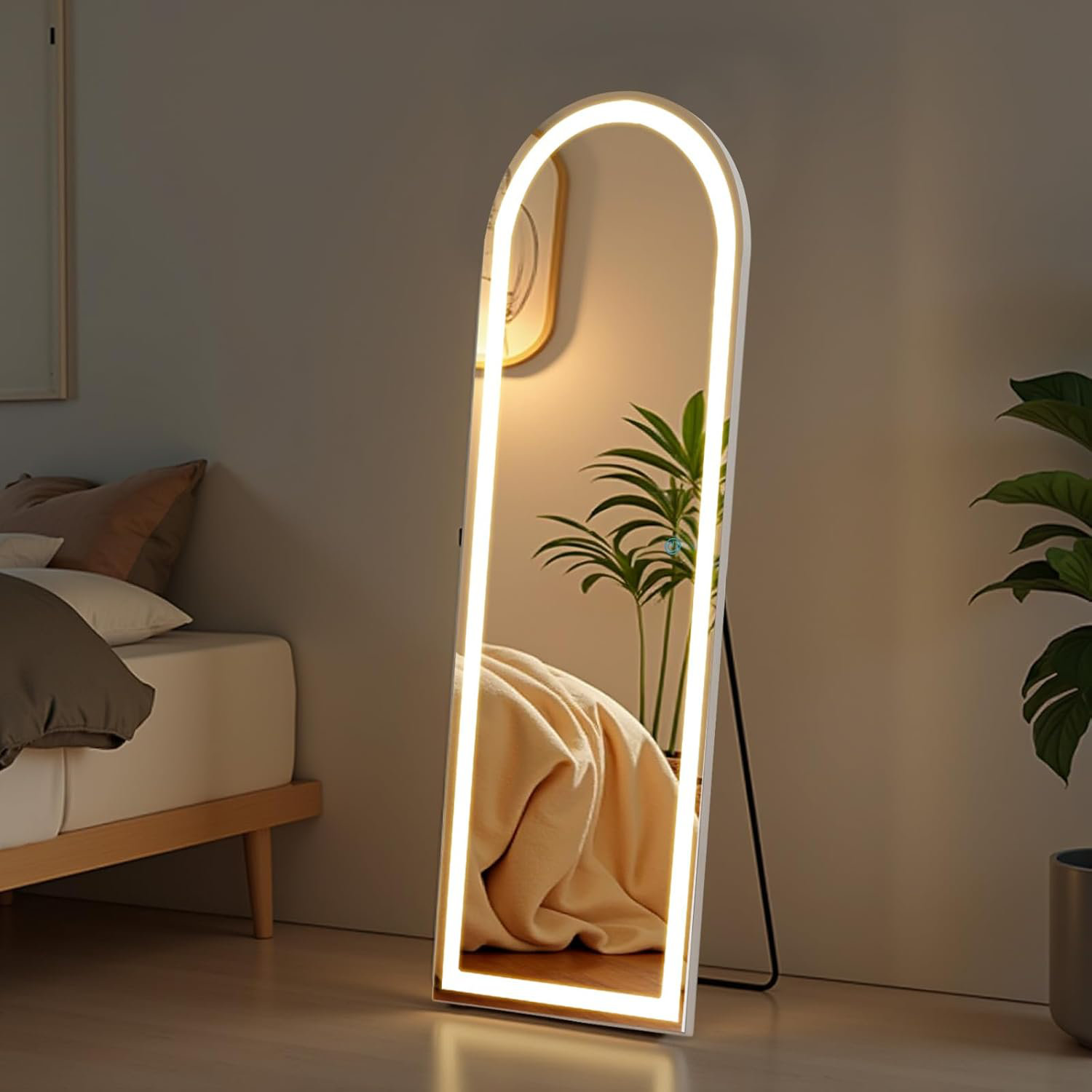 Wrought Studio™ Arched Full Length LED Mirror, Wall Mounted or Free ...