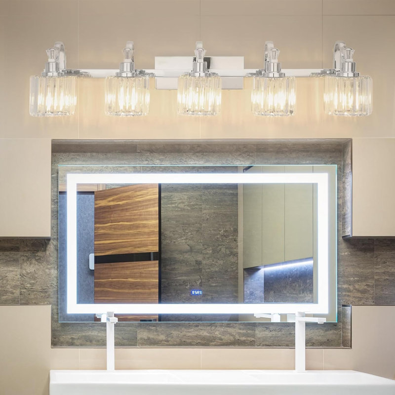Mercer41 Crystal Vanity Lights For Bathroom, 3 Color Temperatures | Wayfair