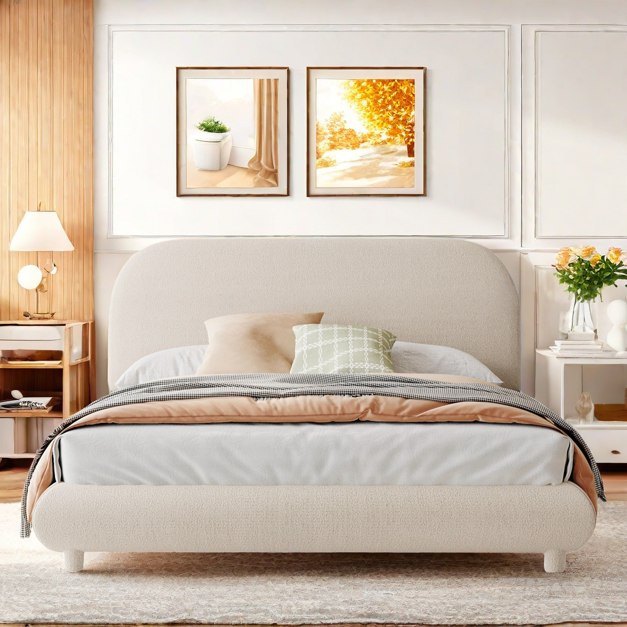 Latitude Run® Macario Bed With Thick Fabric And Stylish Curve-shaped ...