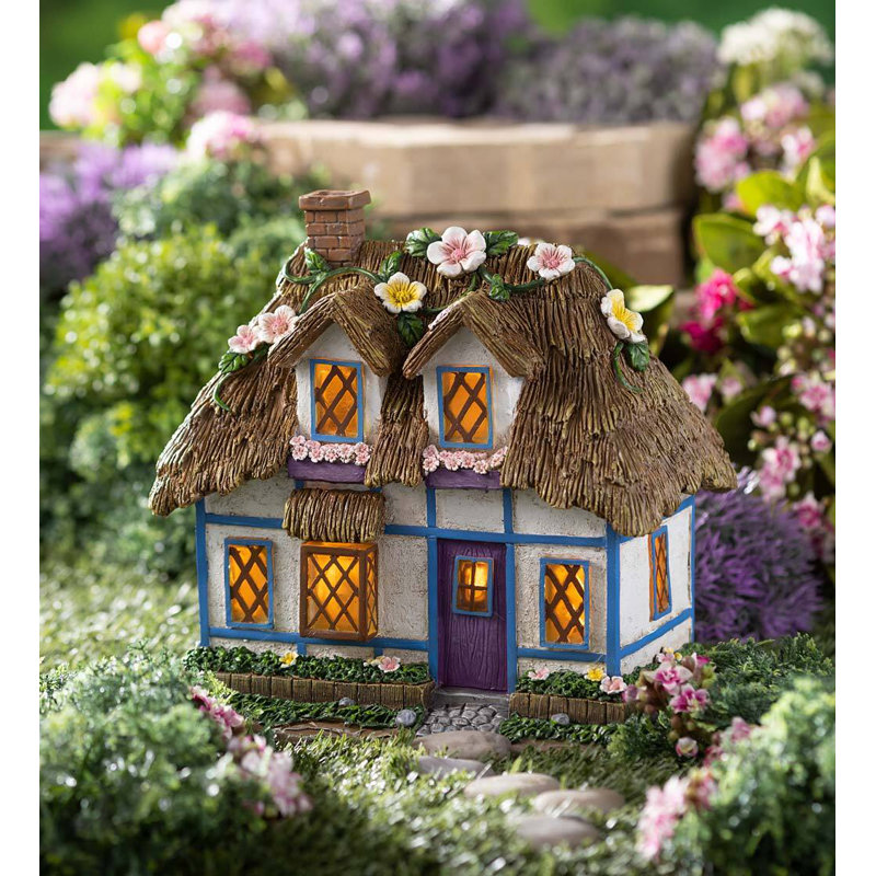 Plow & Hearth Solar Floral Fairy Cottage & Reviews | Wayfair