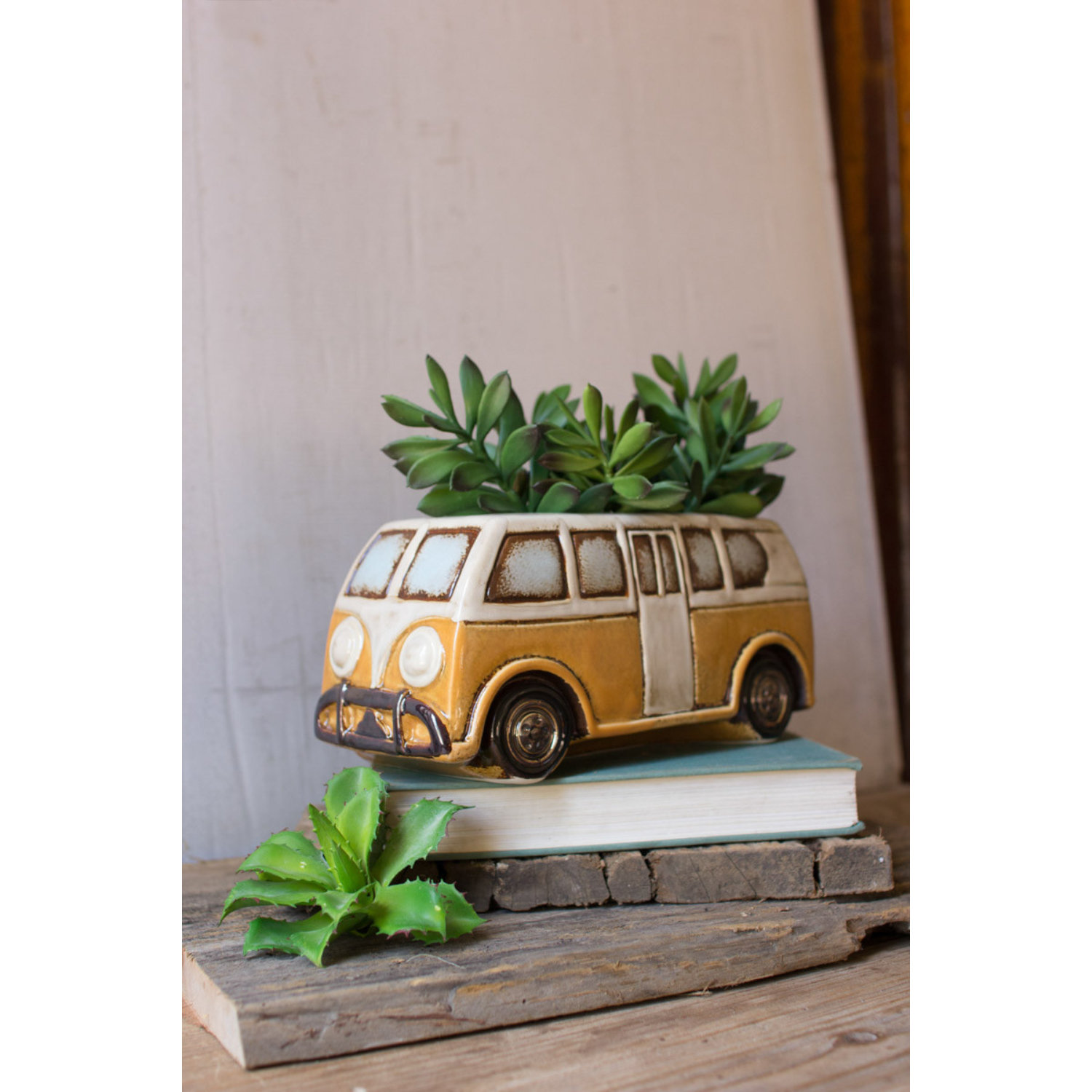 Williston Forge Modern Novelty Shaped Ceramic Van Planter In Yellow ...