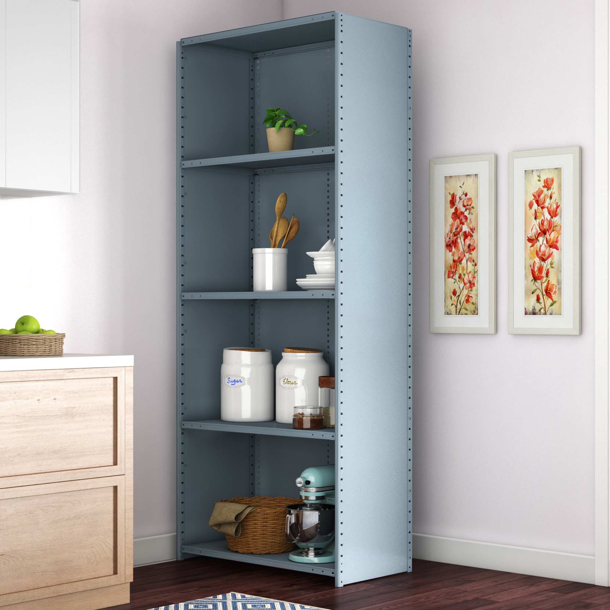 Hallowell Hi-Tech Heavy-Duty Closed Type 4 Shelf Shelving Unit Starter ...