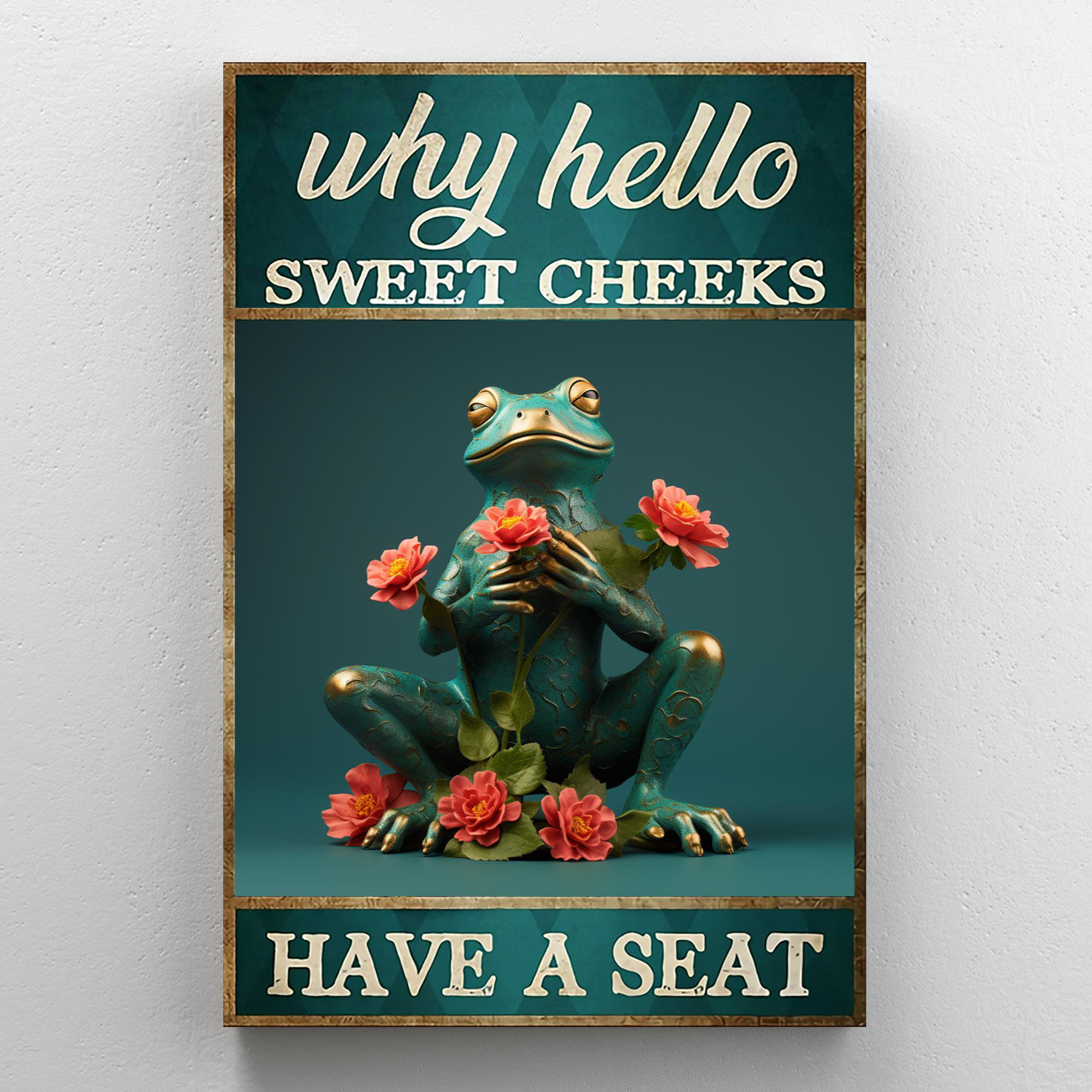 Trinx Laferty Frog Why Hello Sweet Cheeks On Canvas Graphic Art | Wayfair