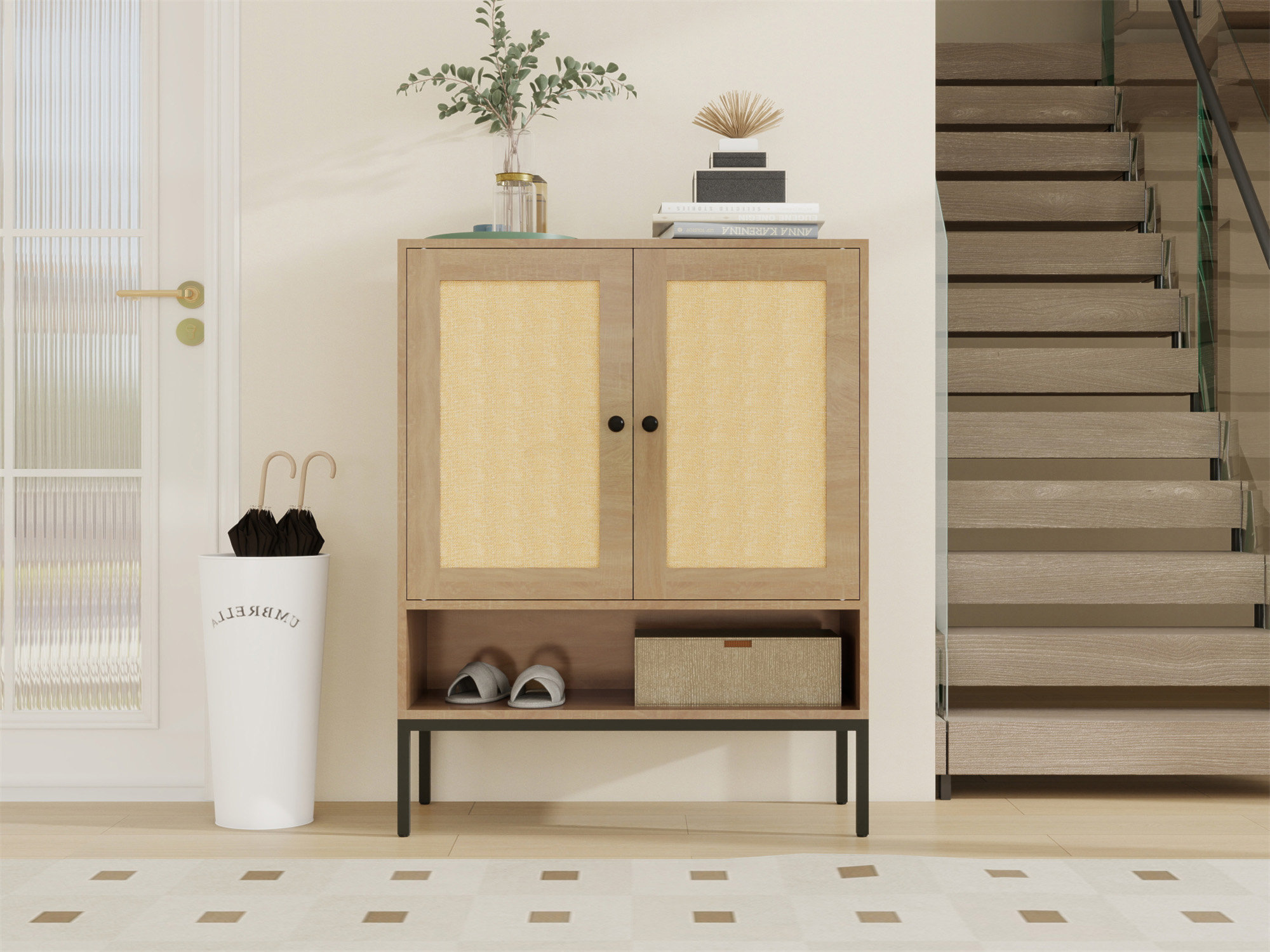 Bay Isle Home™ Rattan Shoe Cabinet With Adjustable Shelves, 5 Tier Shoe ...