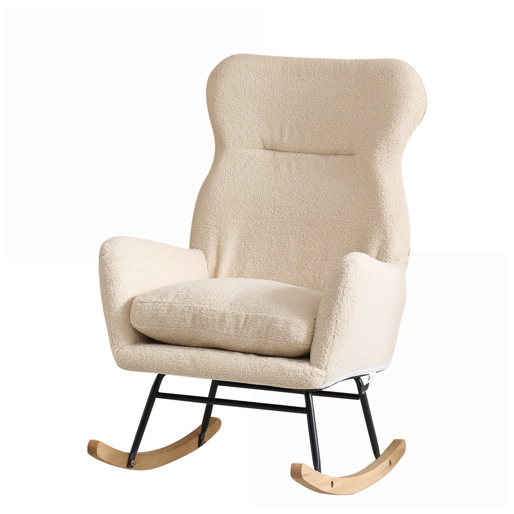 Trule Modern Teddy Material Rocking Chair with High Backrest ...