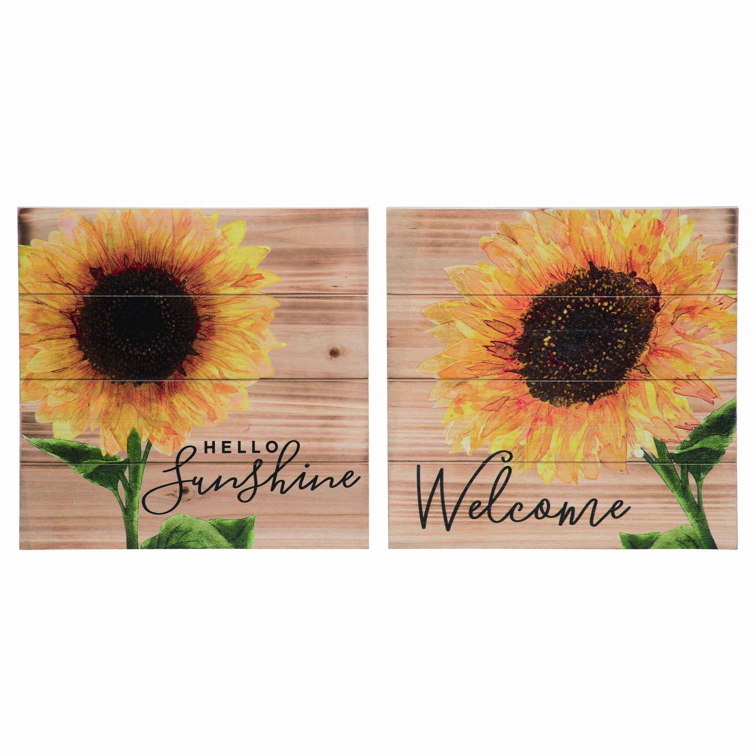 August Grove® Wood Sunflower Slat Wall Decor Set of 2 Spring Home ...