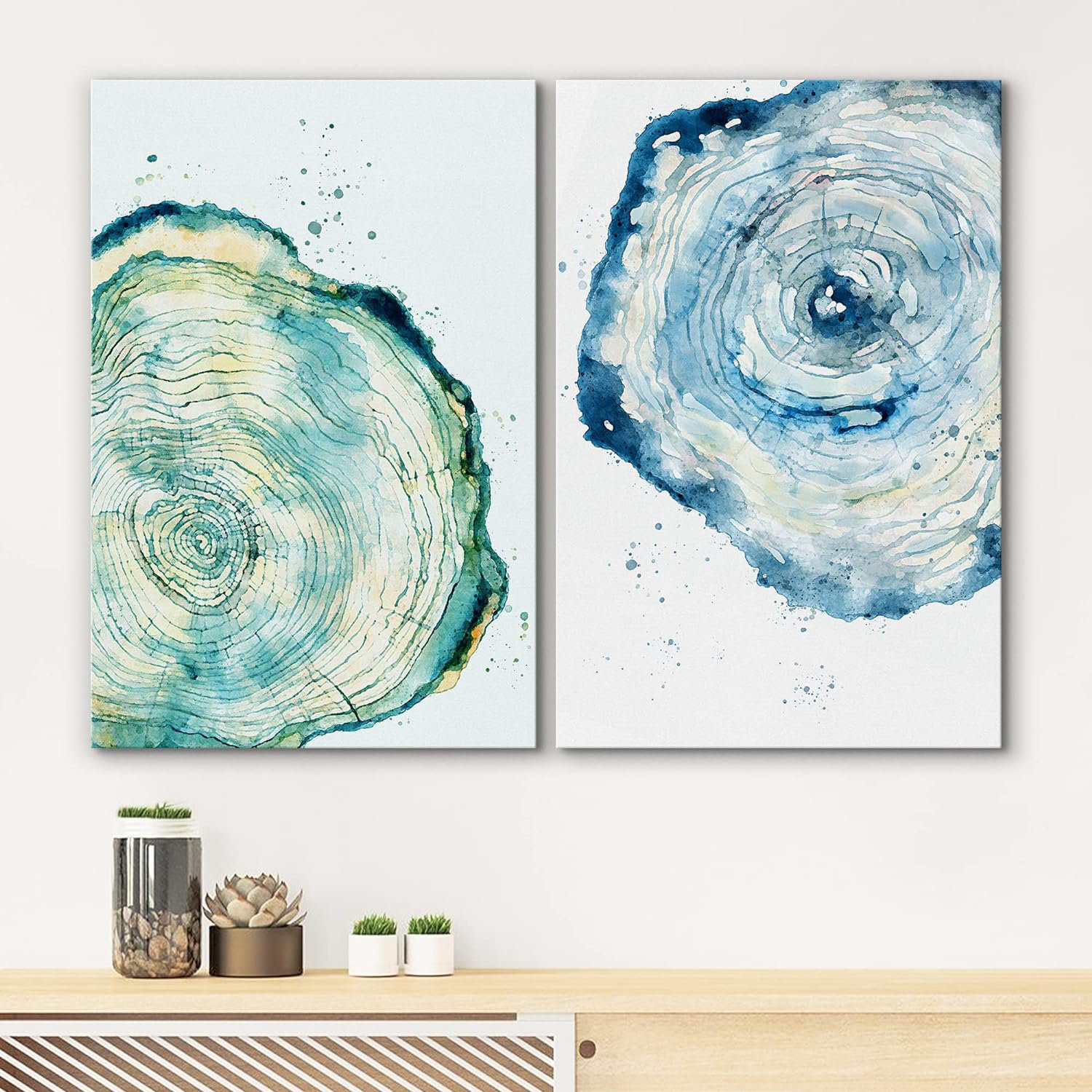 IDEA4WALL Tree Ring Watercolor Pastel Forest Tree Wood Ring Nature ...