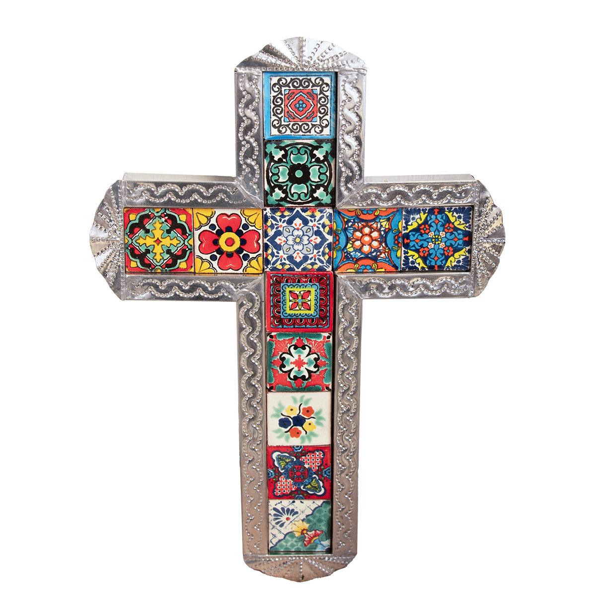 Bungalow Rose Talavera Mini Tile And Aluminium Cross. Large Size | Wayfair