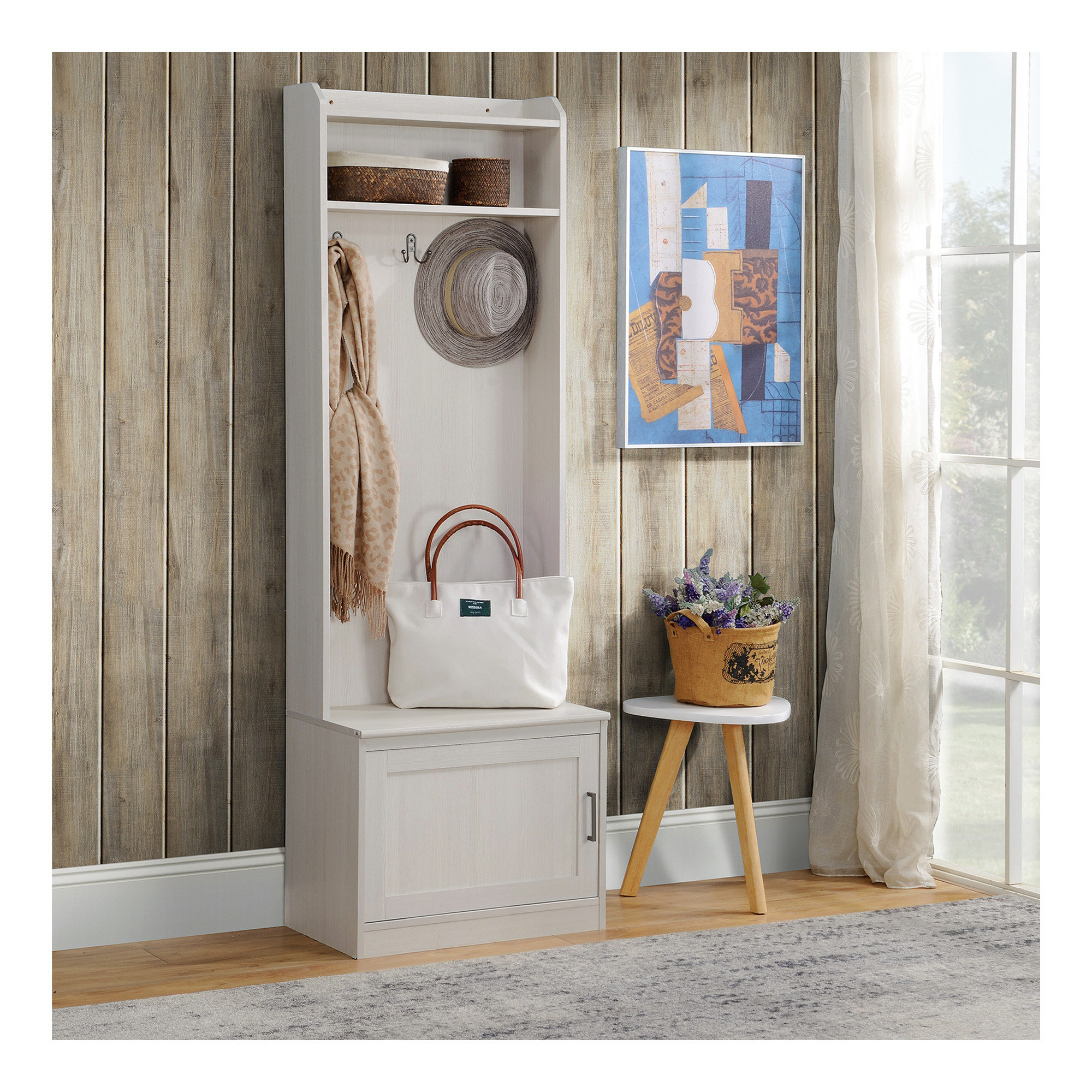 Latitude Run® Rustic Hall Tree with Shoe Storage Bench, Entryway Bench ...