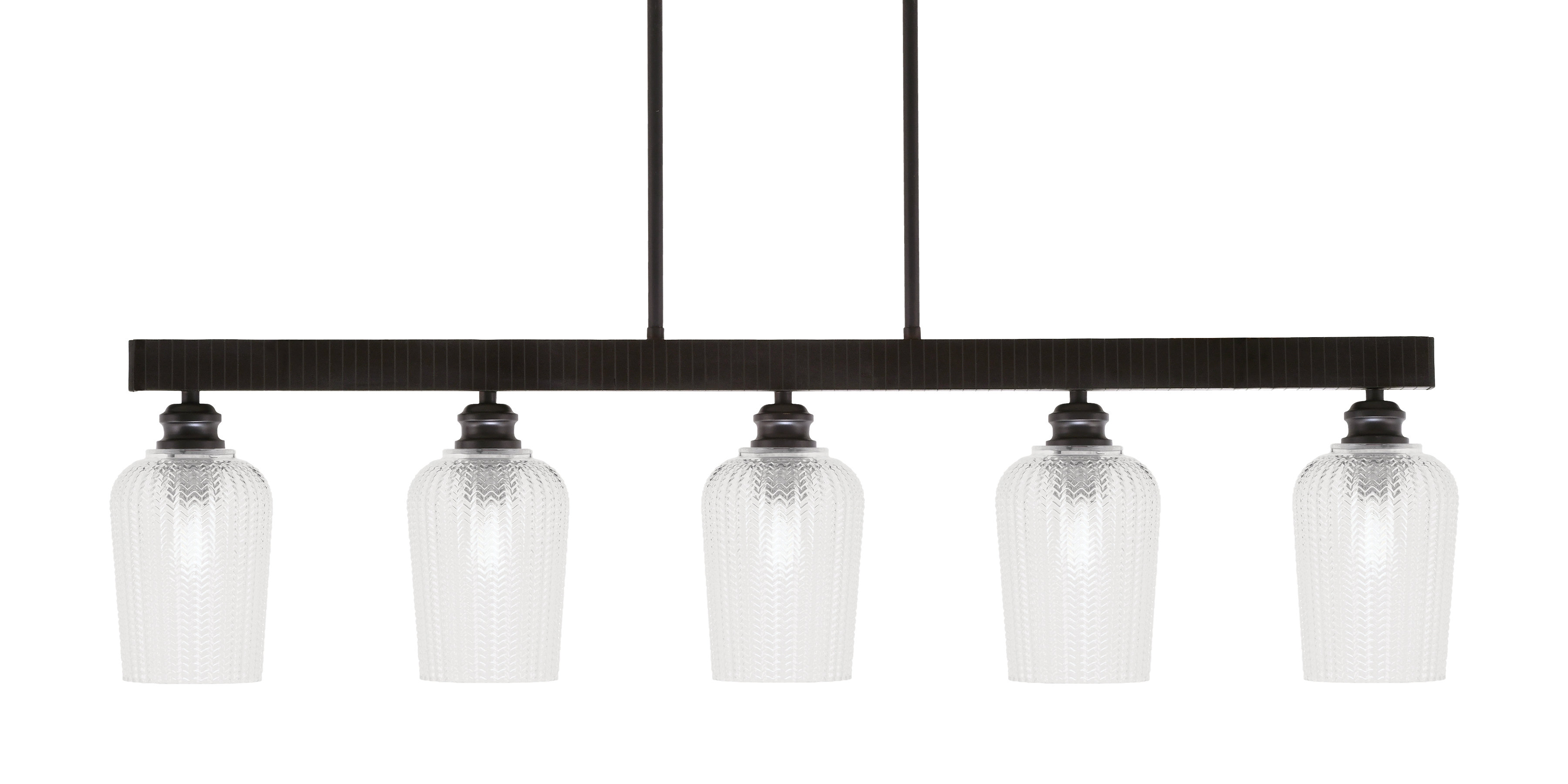 Toltec Lighting Edge 5 Light Bar Shown With 5" Textured Glass | Wayfair