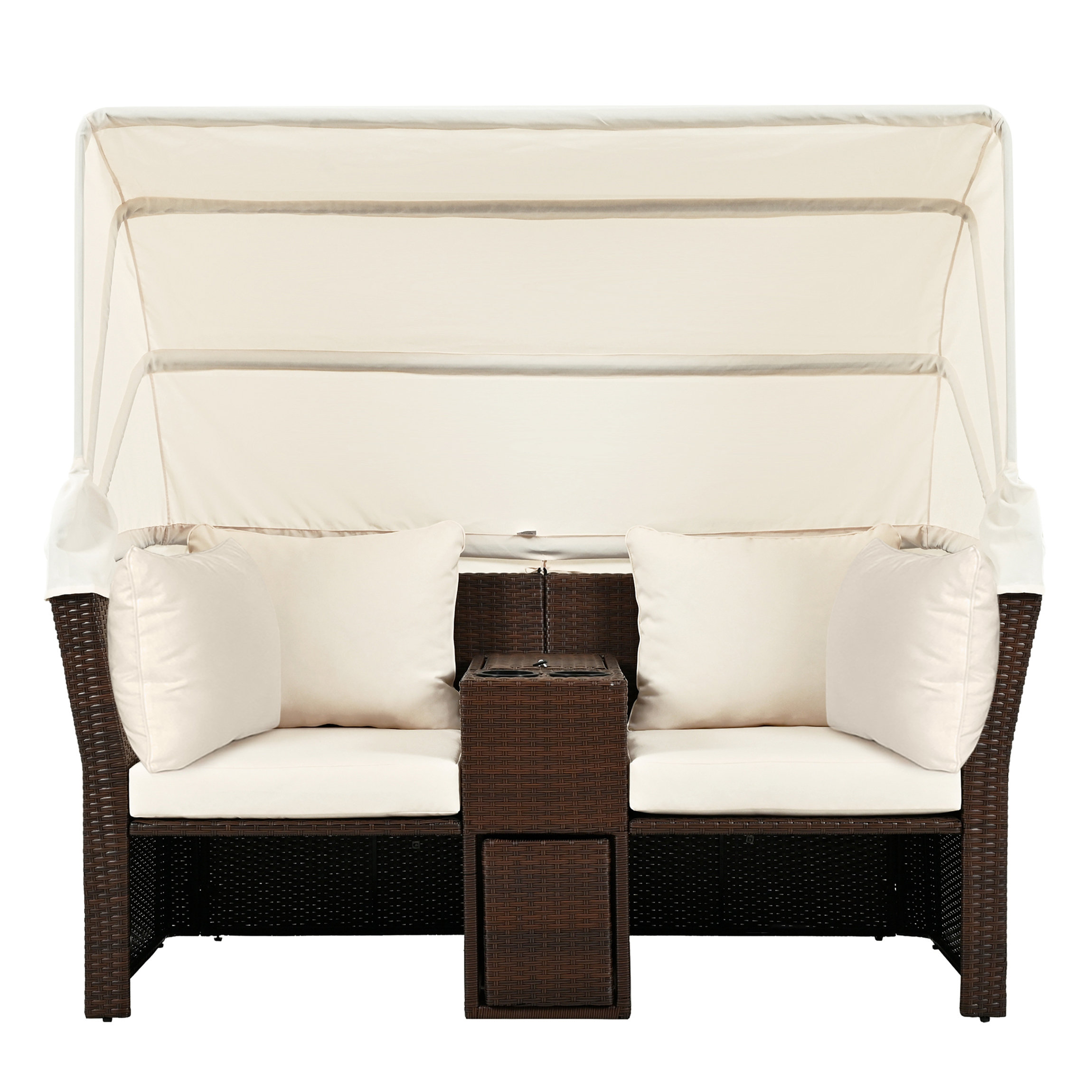Winston Porter 2-Seater Outdoor Patio Daybed Outdoor Double Daybed Outdoor Loveseat Sofa Set ...
