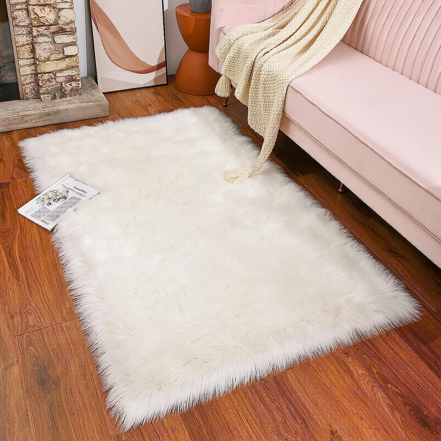 Mercer41 Pinckney Stylish Fluffy Shag White Area Rug & Reviews | Wayfair