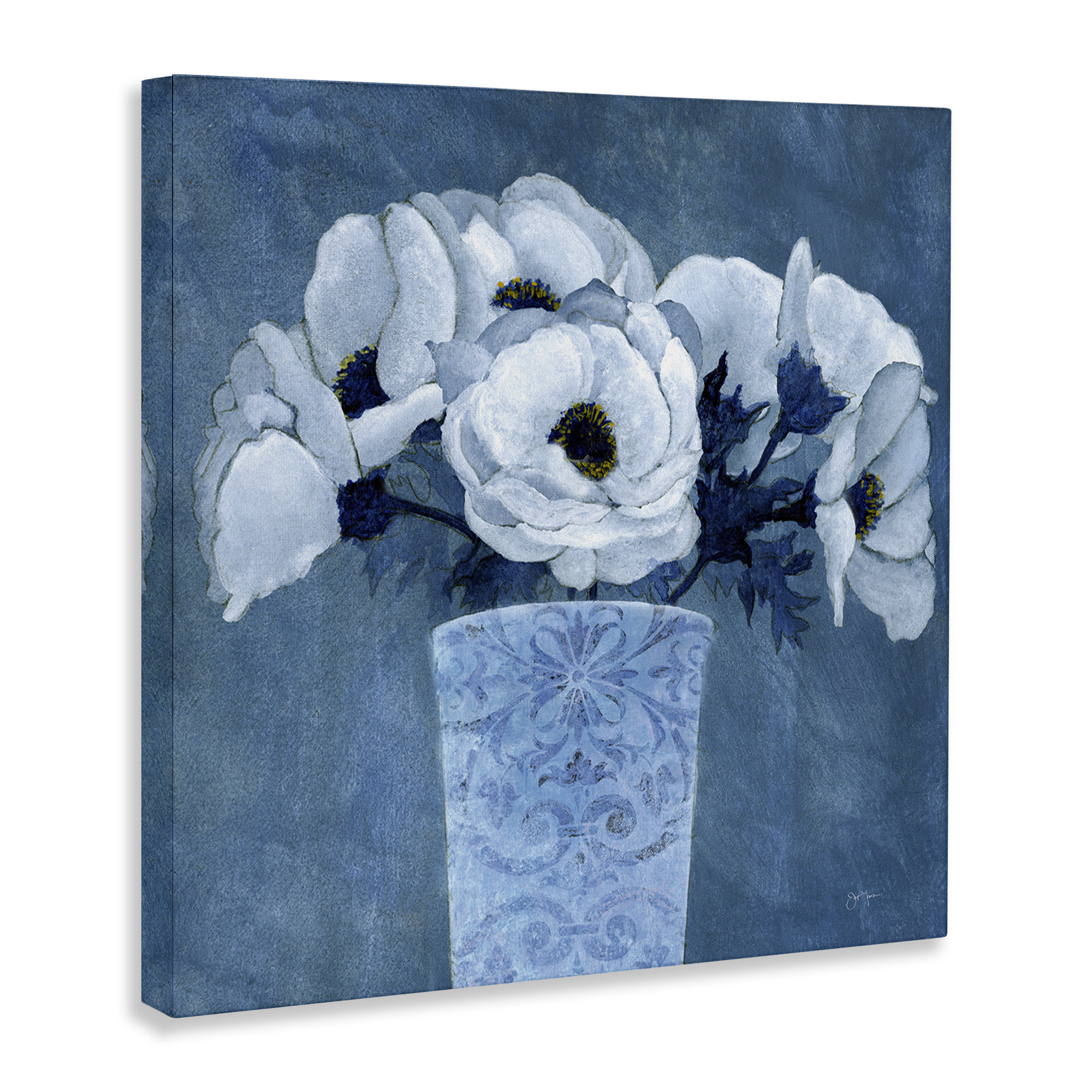 Winston Porter Patterned Vase Flowers Canvas Wall Art by Janet Tava ...