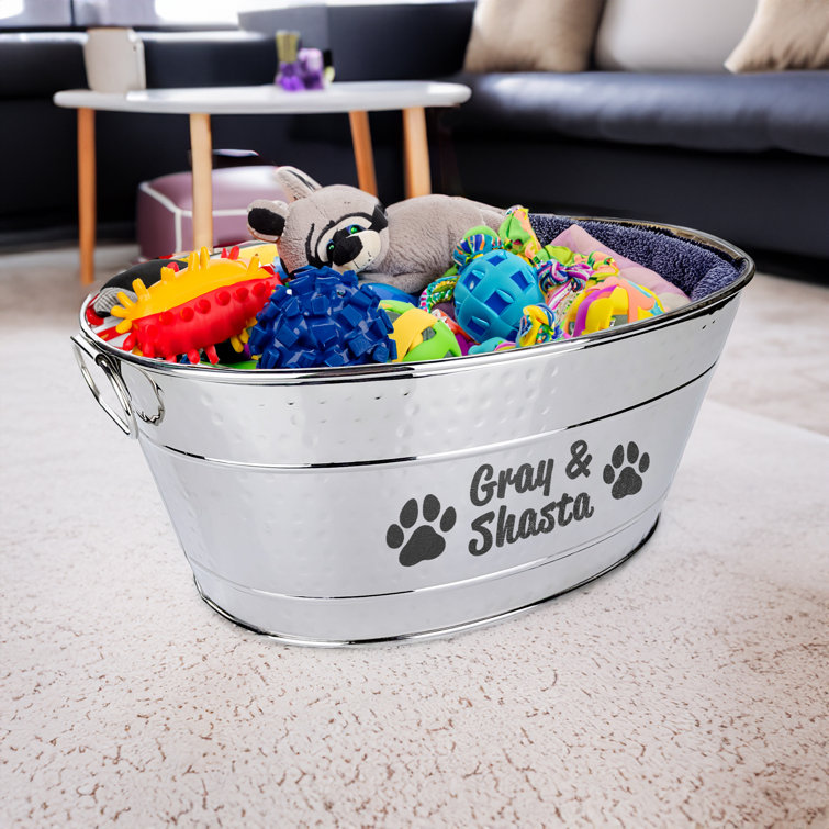 Trinx Large Personalized Stainless Steel Dog Toy Storage Bin | Wayfair
