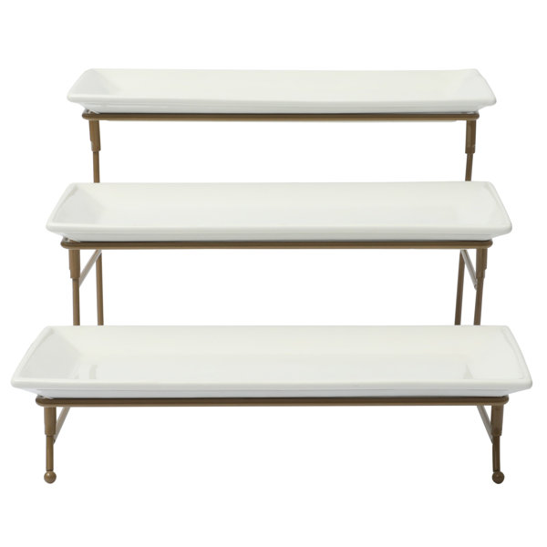 Gibson Home Gracious Dining Dinnerware, 3-Tier Rectangle Plate Serving ...